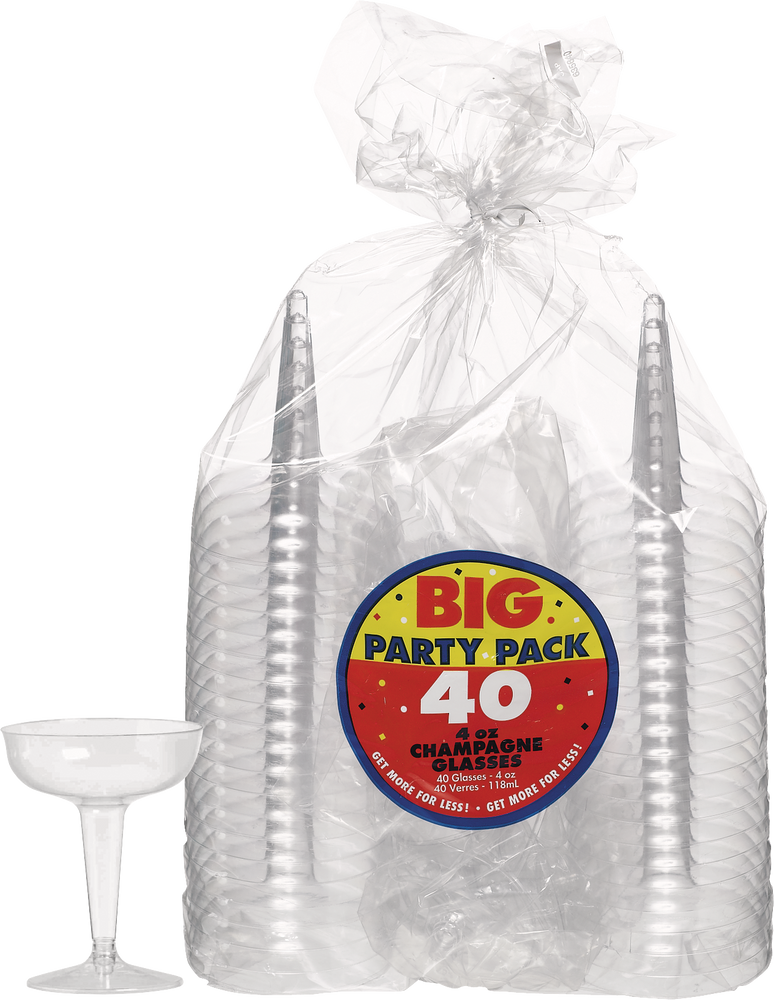 Big Party Plastic Champagne Coupe Glasses Birthdays Showers More