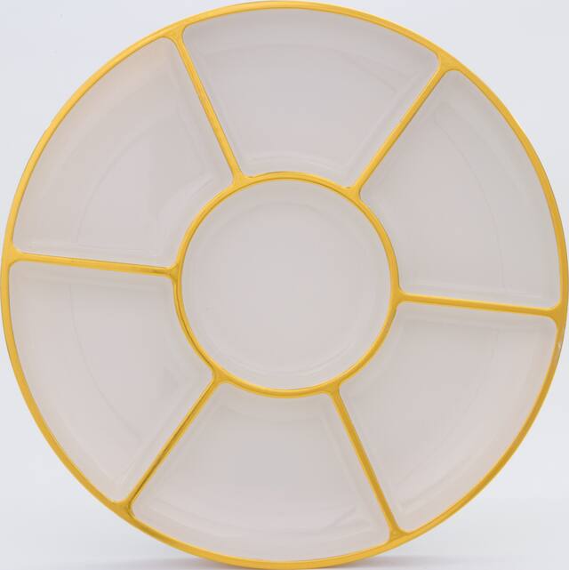 Gold Trimmed Plastic Sectional Platter for Birthday, Party, Anniversary ...