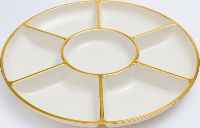 Gold Trimmed Plastic Sectional Platter for Birthday, Party, Anniversary ...