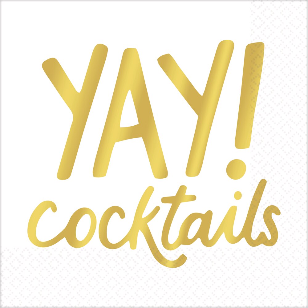 Metallic Gold Yay Cocktails Beverage Napkins, 16-pk | Party City