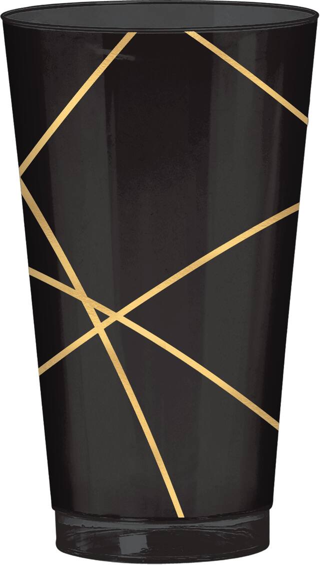 Line Premium Plastic Cups, Black/Metallic Gold,24-pk | Party City