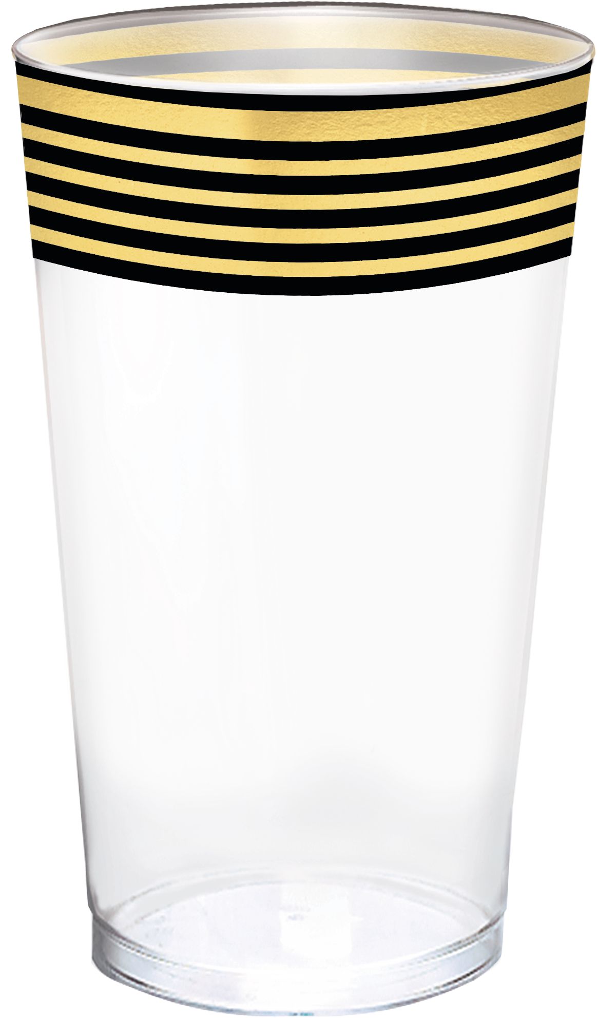 Verres en plastique rayé qualité supérieure, noir/or métallique, paq ...