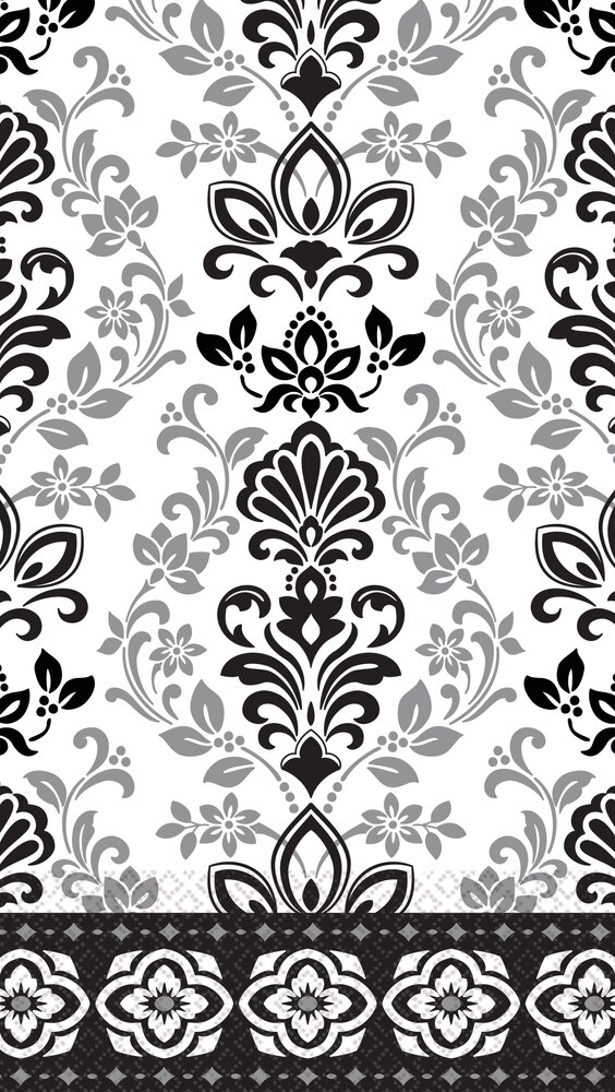 Eco-Friendly Black & Silver Ornate Damask Guest Towels, 16-pk ...