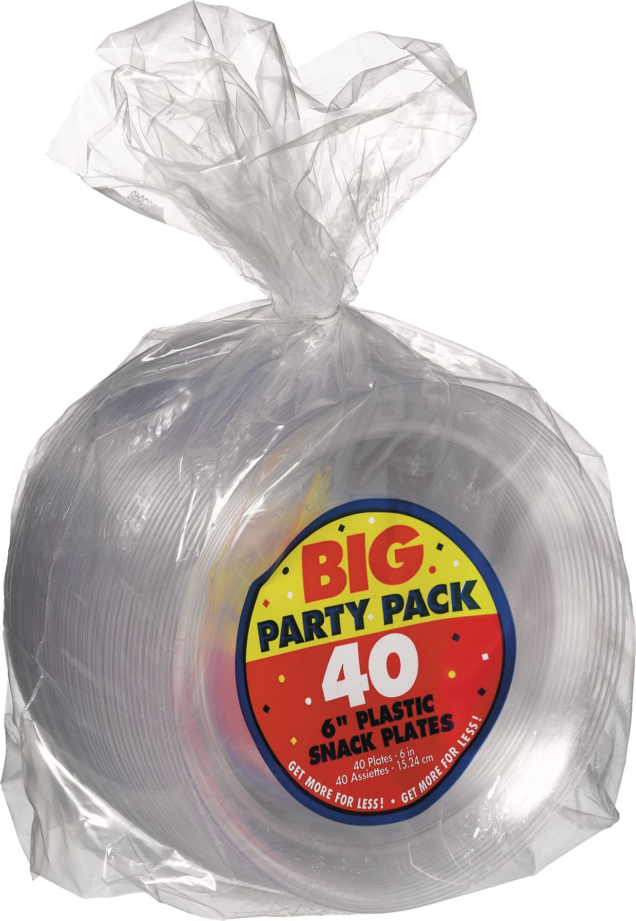 Durable Reusable Plastic Snack Plates, Clear, 6-in, 32-pk | Party City