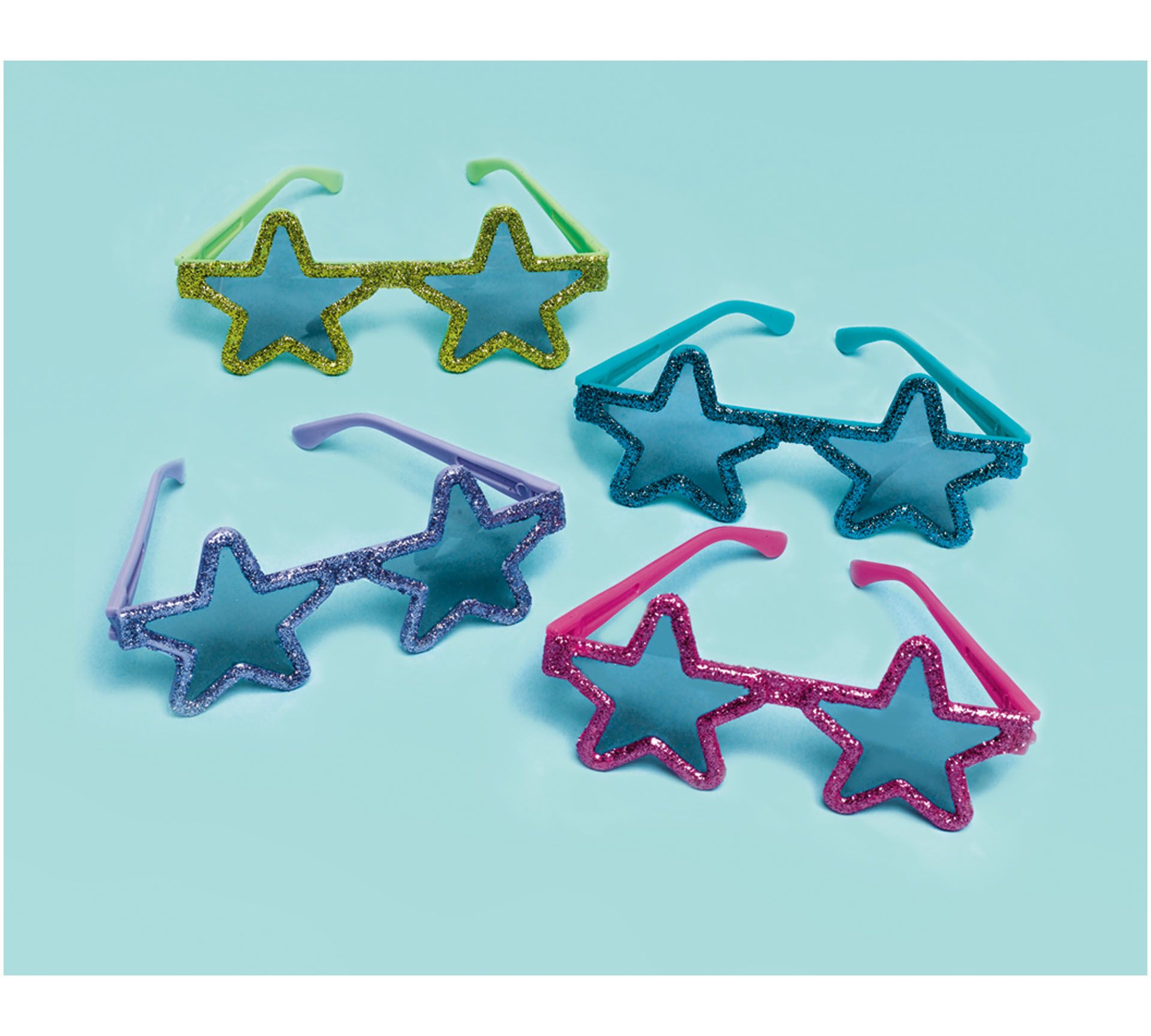 Glitter Star-Shaped Sunglasses, Assorted Colours, 12-pk | Party City
