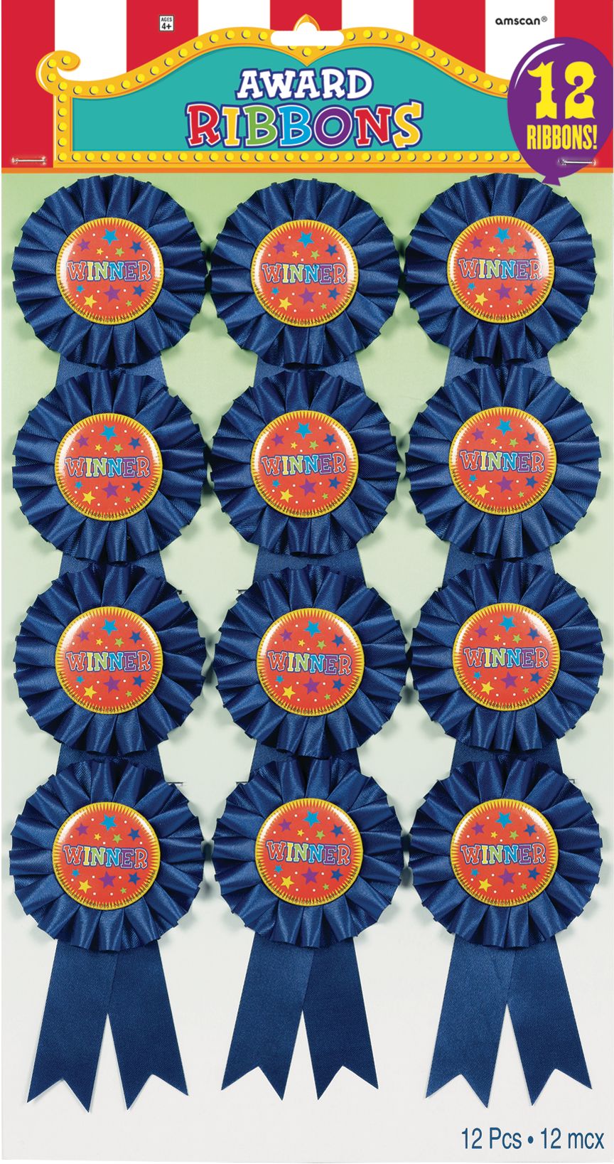 "Winner" Winner Ribbons, Blue/Red/Yellow, 12-pk, for Sports/Movie ...