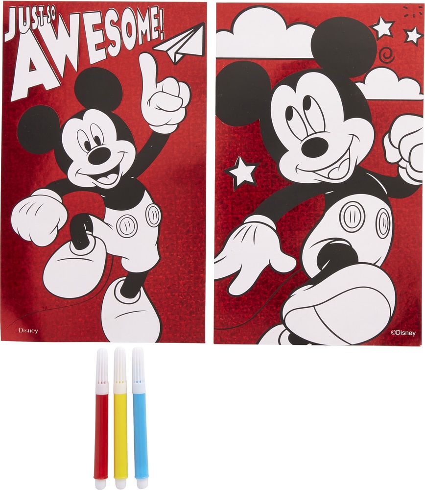 Red Prismatic Mickey Mouse Coloring Posters with Markers, 2-pk | Party City