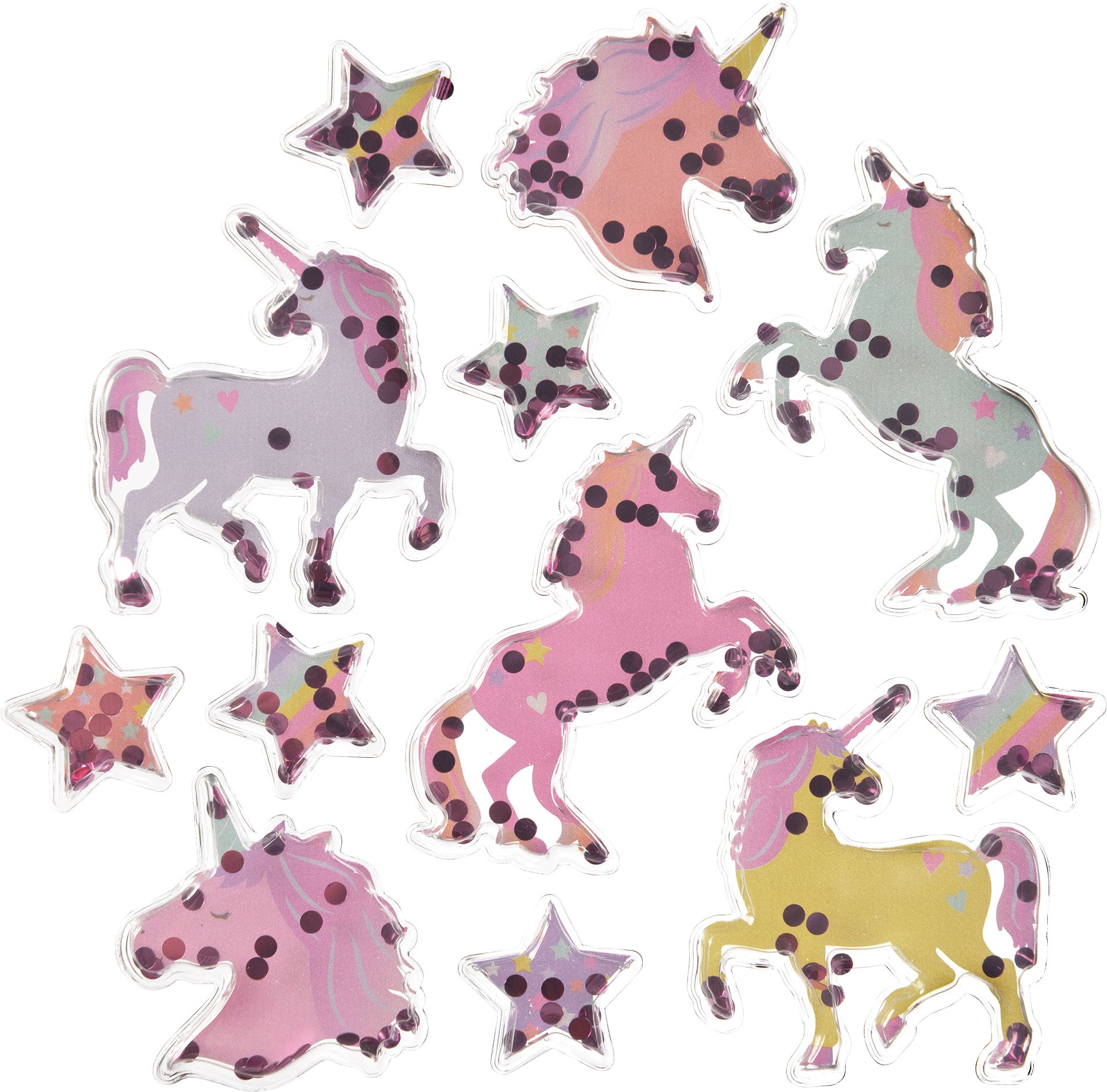 Sparkling Unicorn Confetti Shake Stickers | Party City