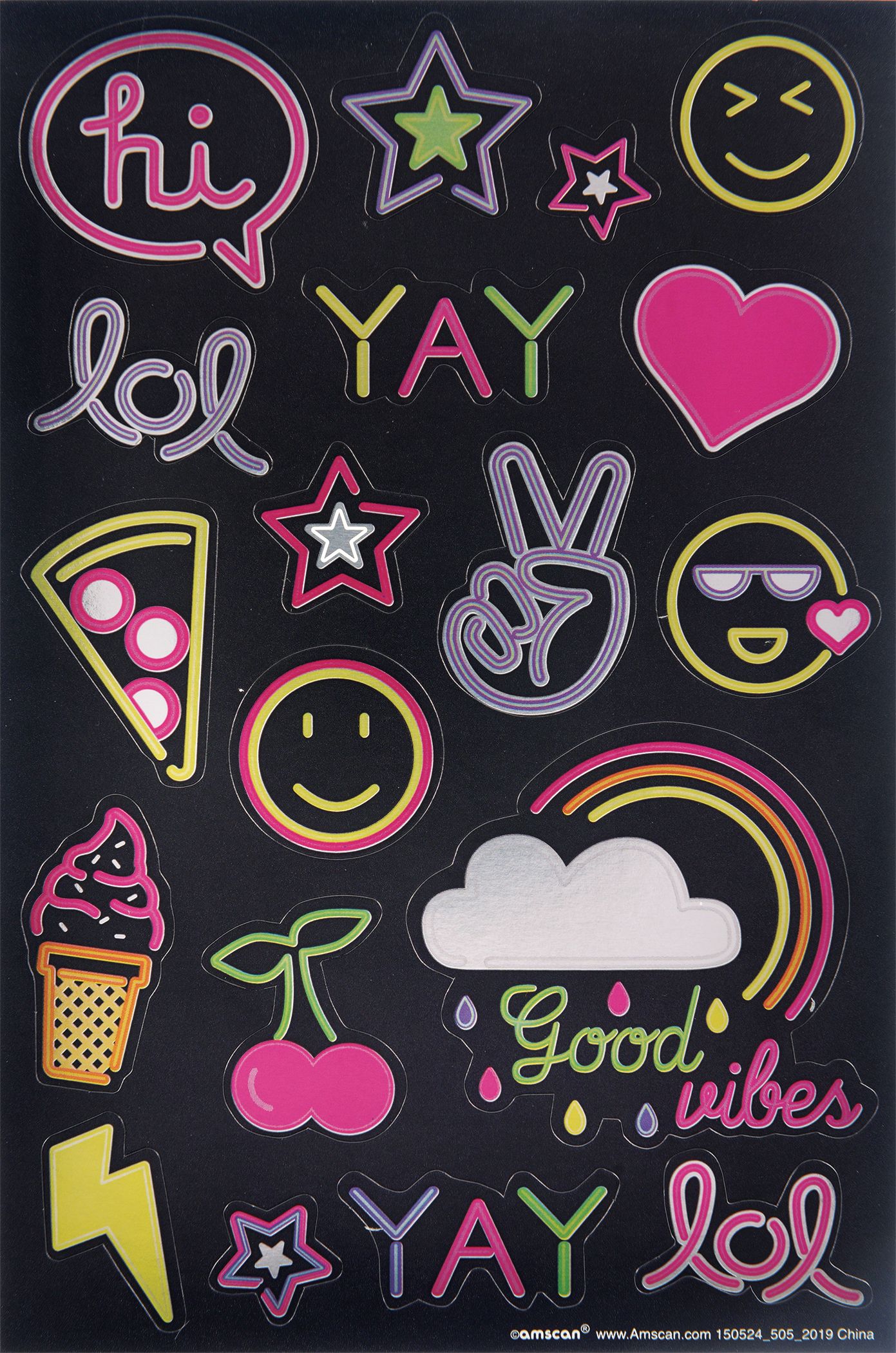 Neon Summer Fun Stickers, 3-pk | Party City