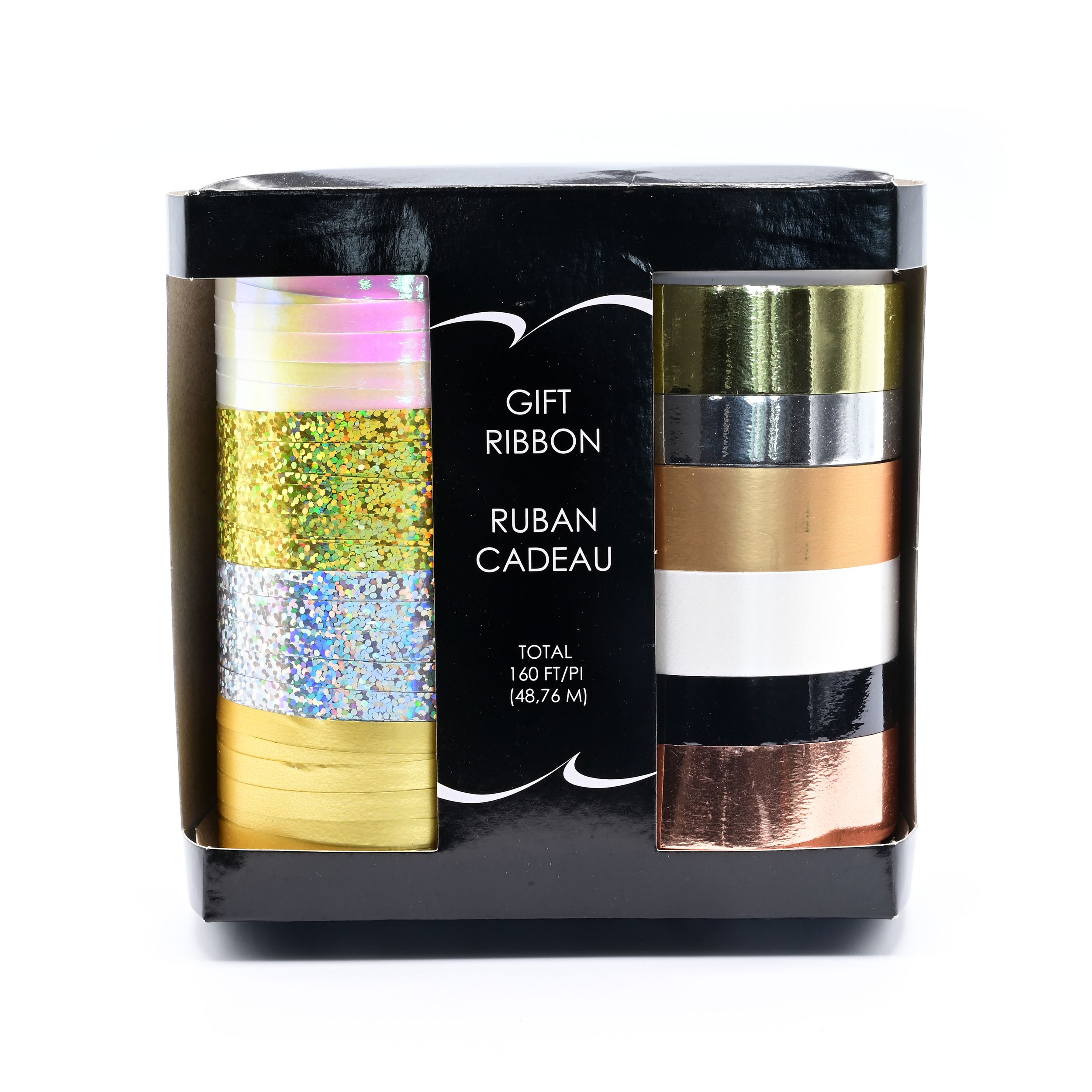 Gift Wrapping Ribbon Set, Multi-Coloured, Metallic/Iridescent, 160-ft ...