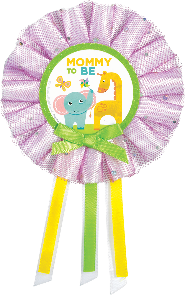 "Mommy To Be" Elephant & Giraffe Award Ribbon, Purple/Yellow, One Size ...