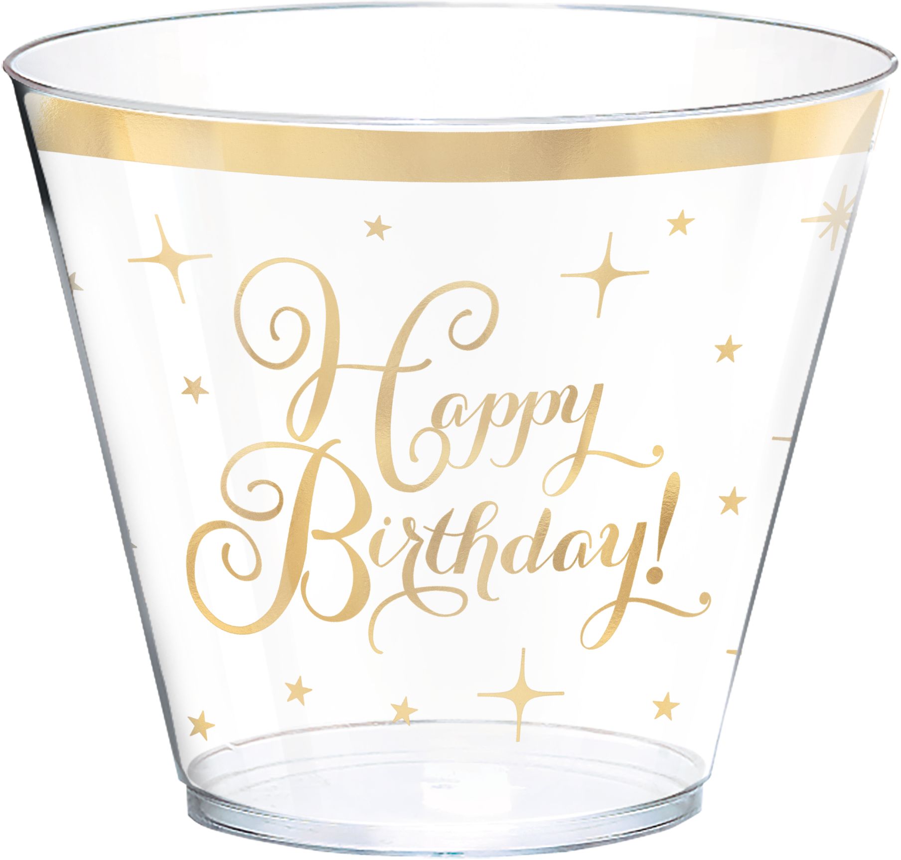 "Happy Birthday" Plastic Reusable Tumbler Cups, Clear/Gold, 9-oz, 30-pk ...