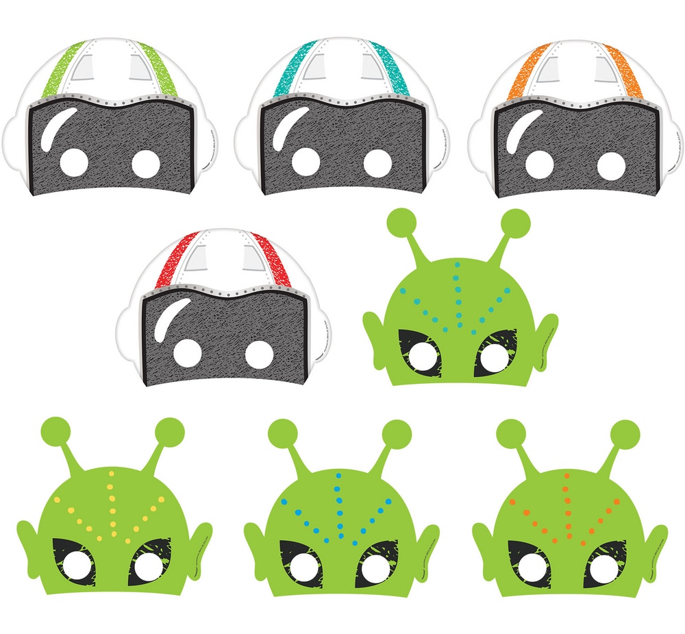 Blast Off Alien Space Paper Masks, Green/White, One Size, 8-pk ...