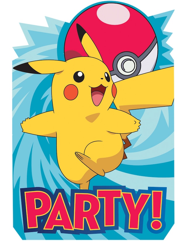 Pokemon Party Invitations featuring Pikachu, 8-pk | Party City