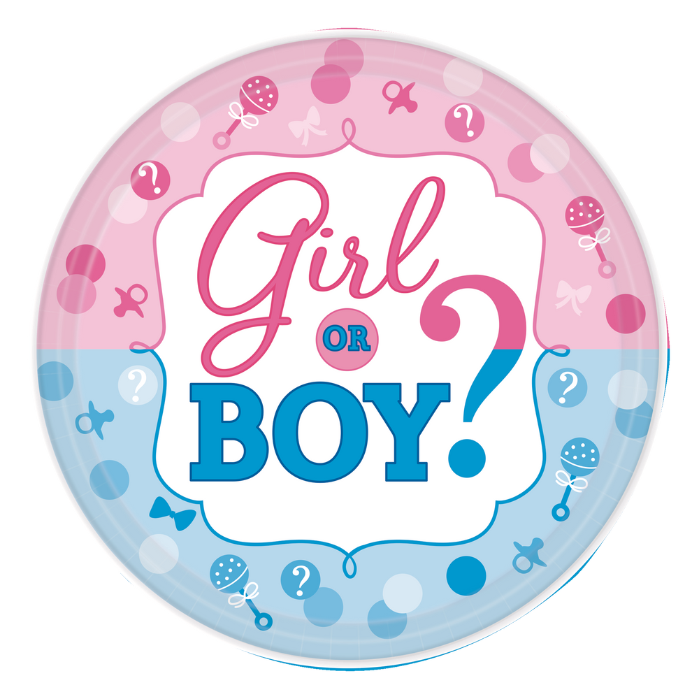 Girl Or Boy Gender Reveal Dessert Plates 8 pk Party City