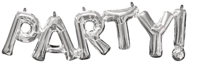 "Party" Letters Satin Foil Balloon, Assorted Colours, 33x9-in, Air ...