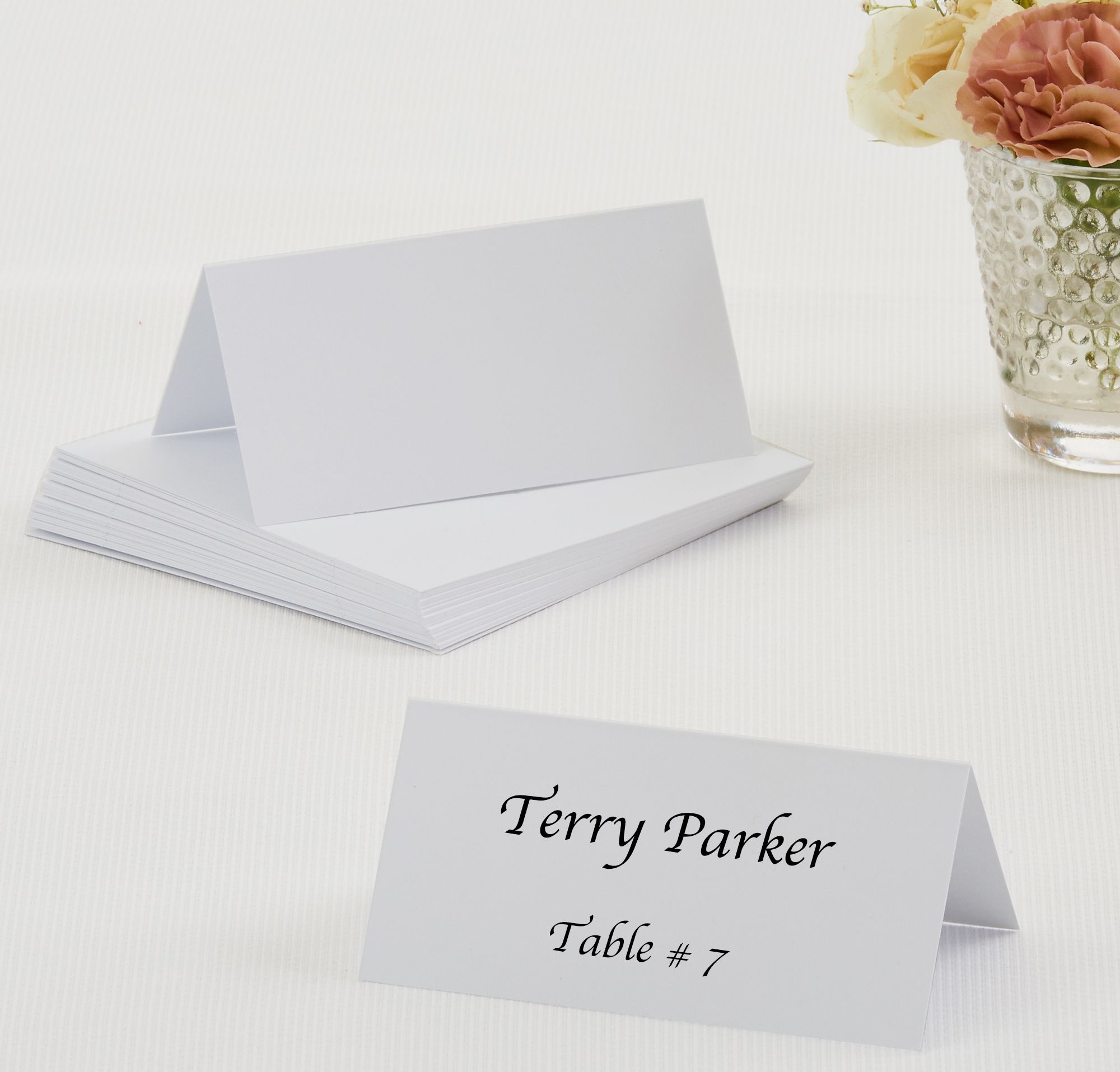 Name Table Place Cards, White, 50-pk, for Wedding/Anniversary | Party City