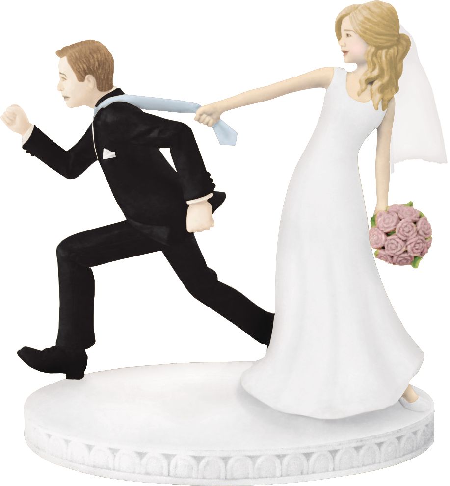 Tie Puller Blonde Bride & Groom Wedding Cake Topper, Black/White, 4.5 ...