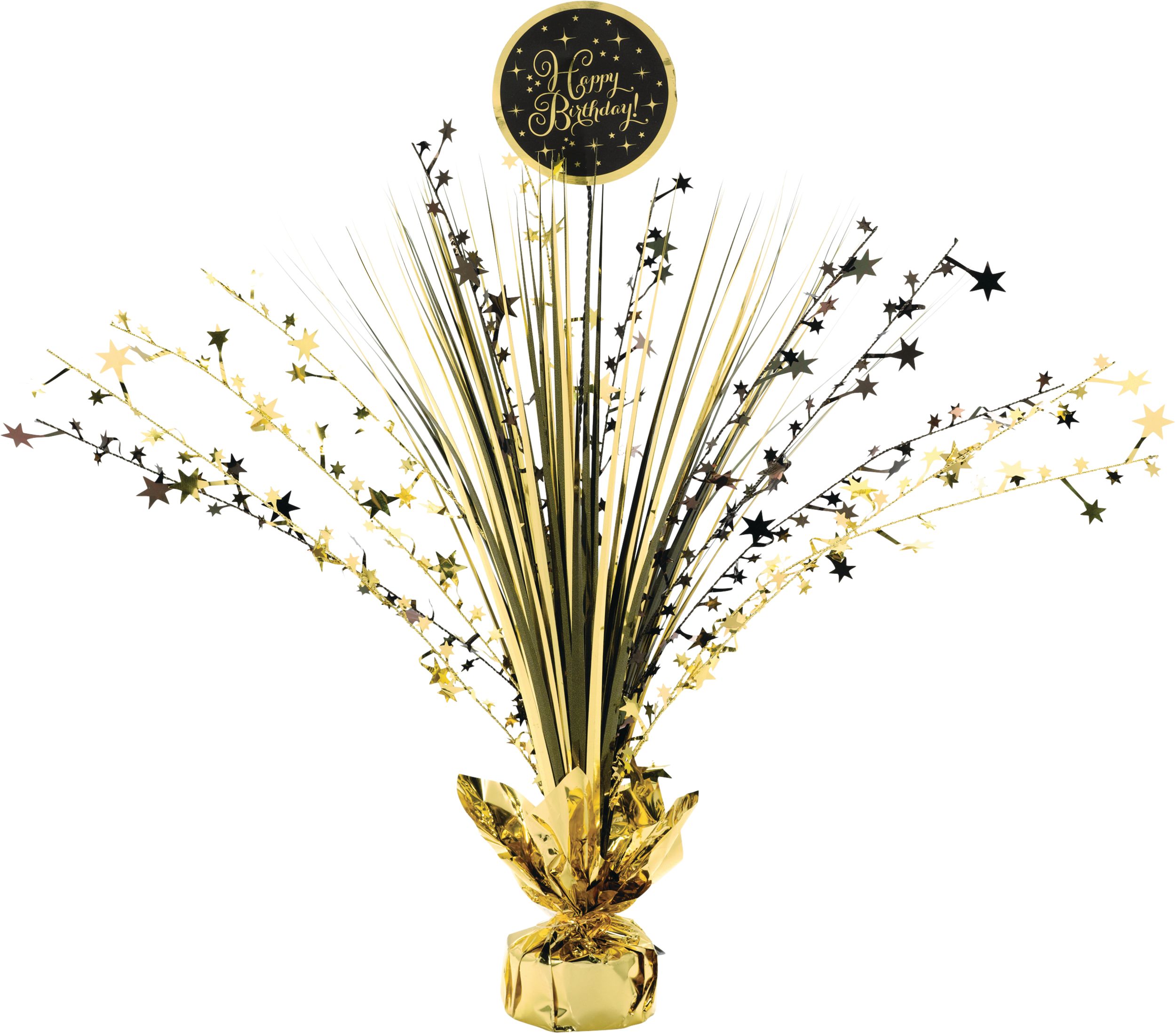 "Happy Birthday" Metallic Tinsel Spray Burst Centerpiece Table ...
