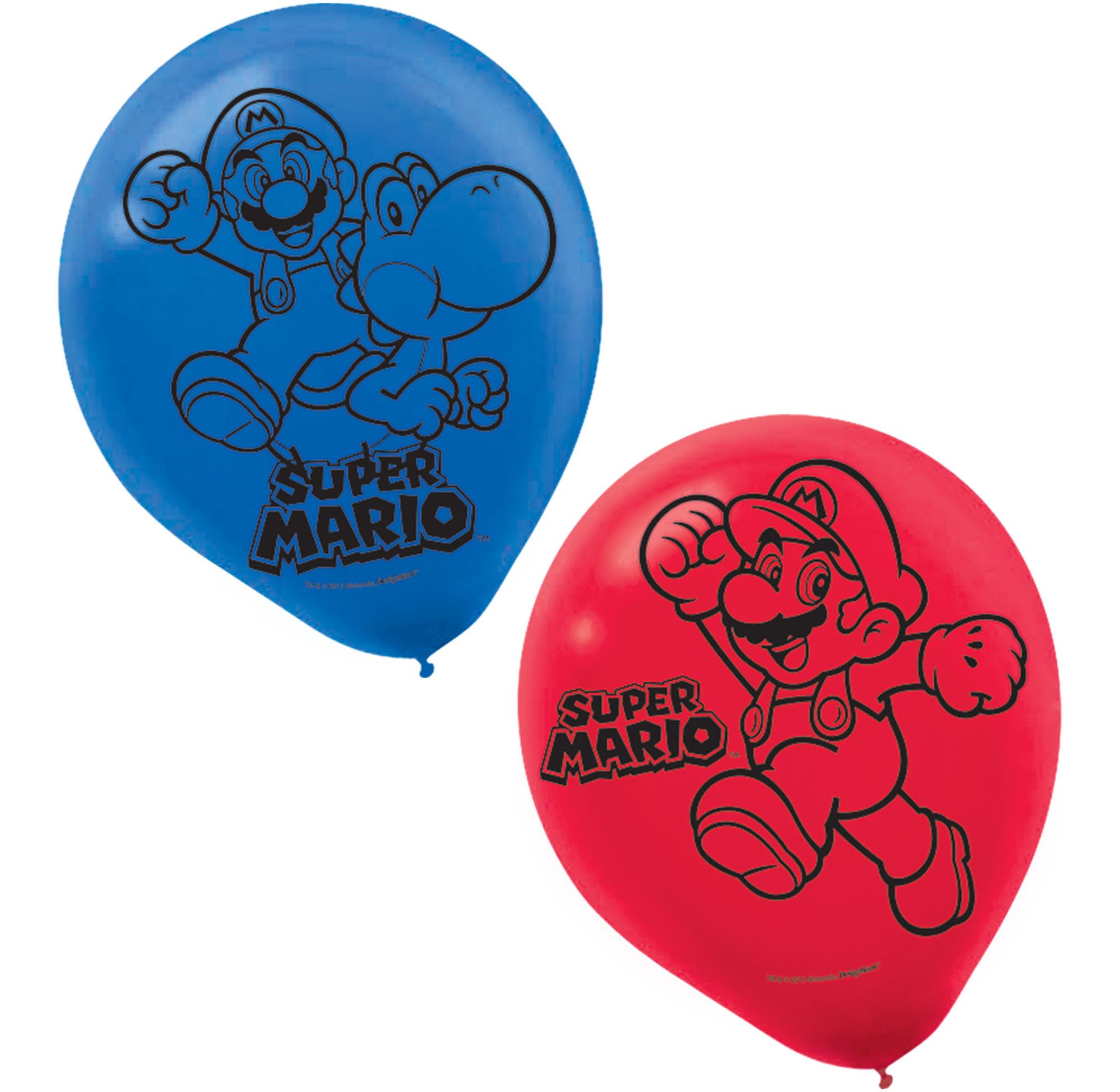 Nintendo Super Mario Bros Round Latex Balloons, Blue/Red, 12-in, 6-pk ...