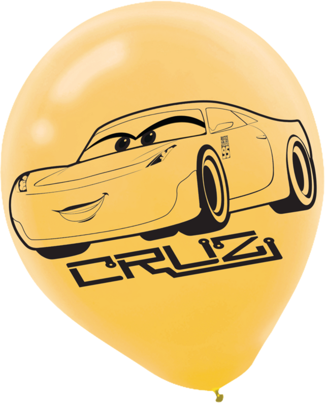 Disney Cars "McQueen" Round Latex Balloons, Red/Yellow, 12-in, 6-pk ...