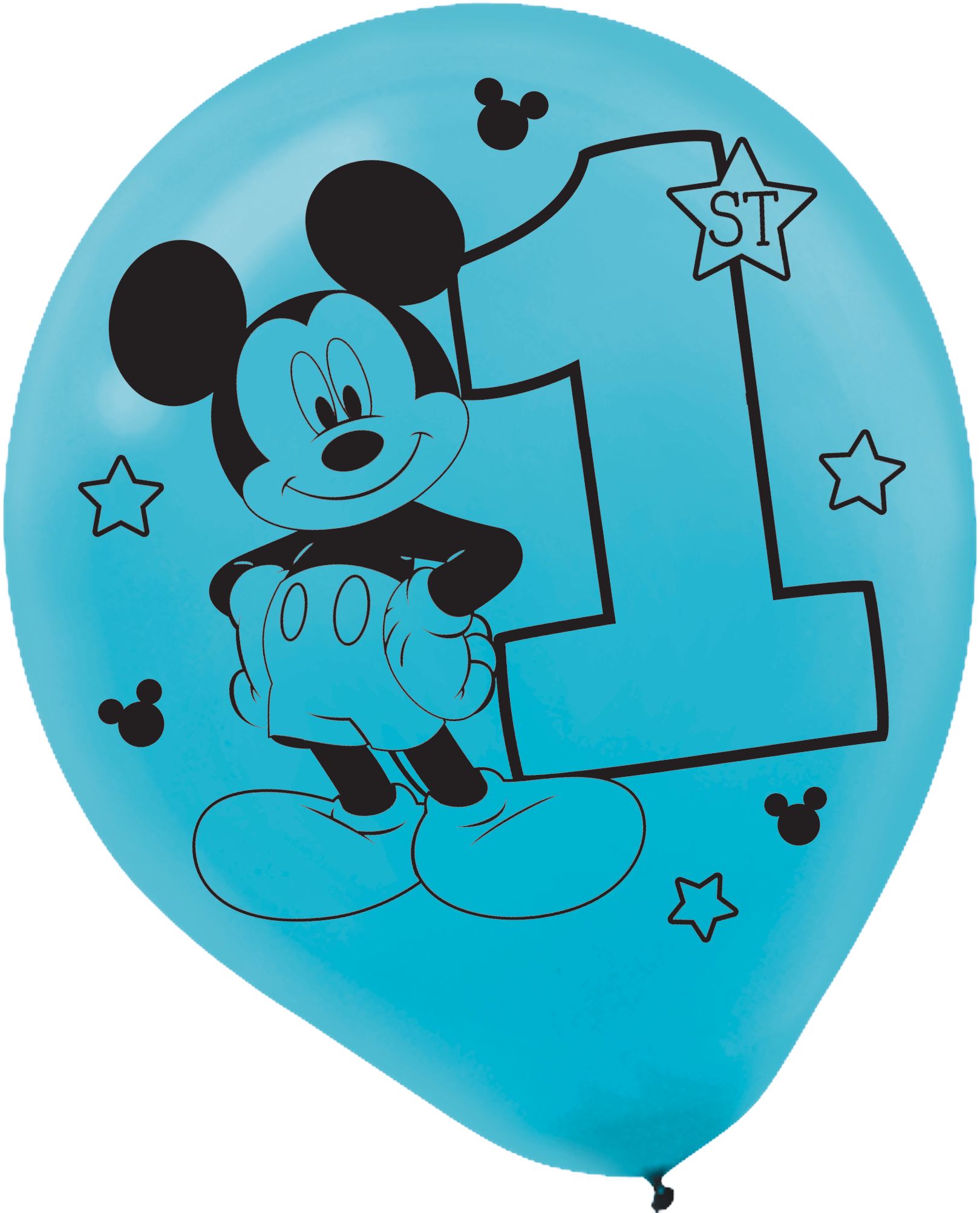 Disney Mickey Mouse Milestone 1st Birthday Latex Balloons, Blue/Red ...