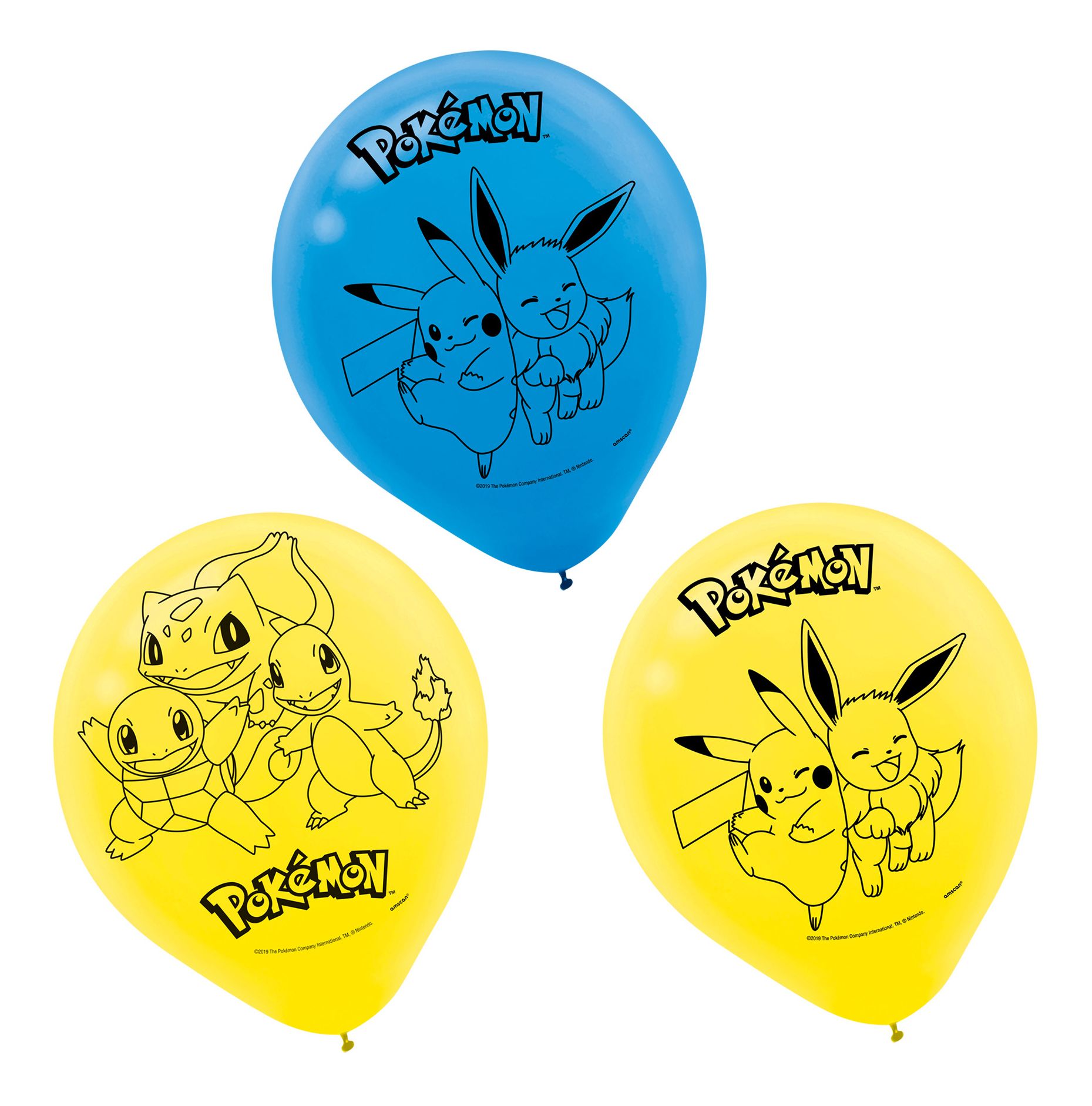 Nintendo Pokémon Round Latex Balloons, Blue/Yellow, 12-in, 6-pk, for ...