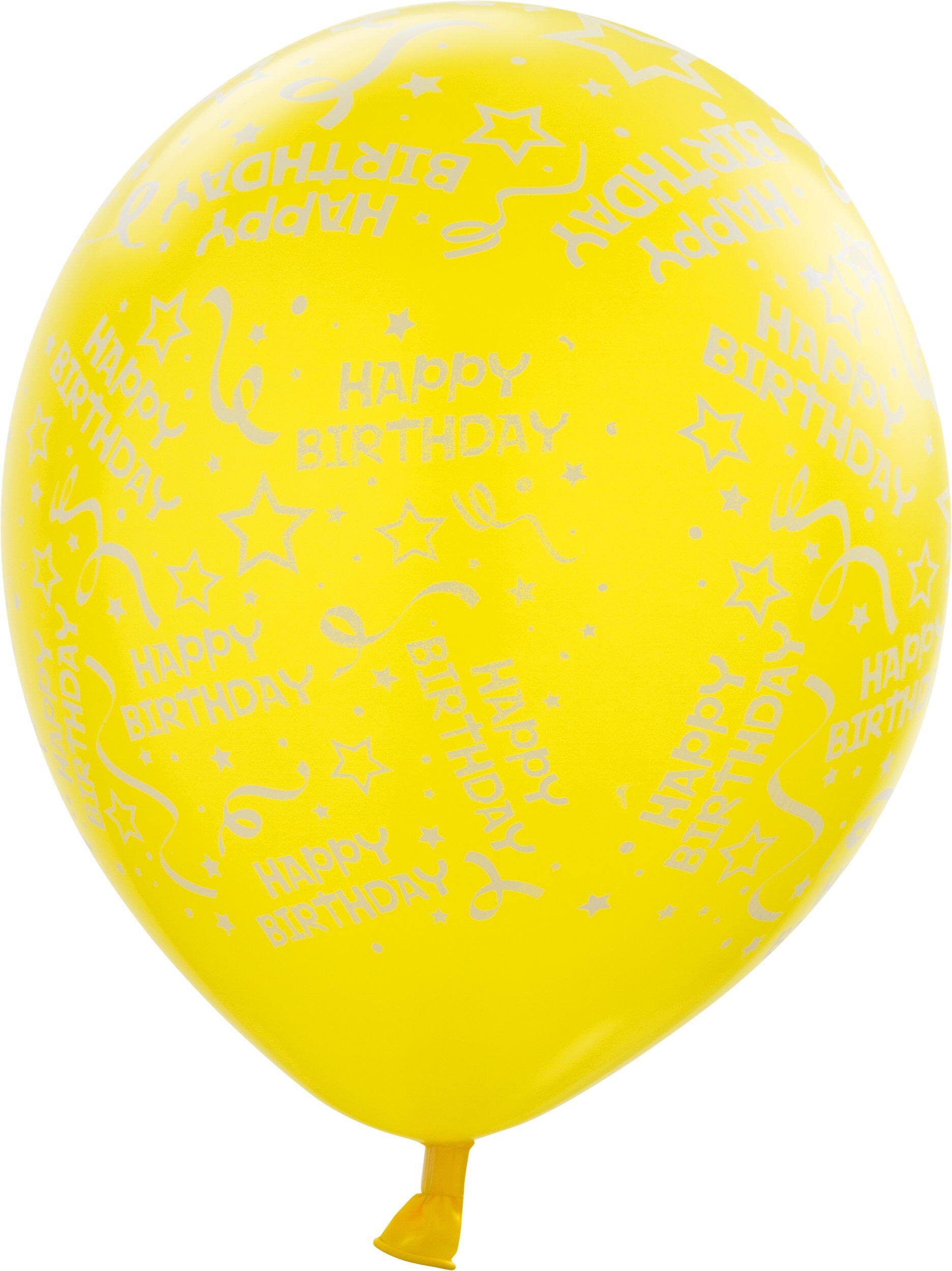 "Happy Birthday" Round Latex Balloons, Pink/Green/Blue/Yellow/Orange ...