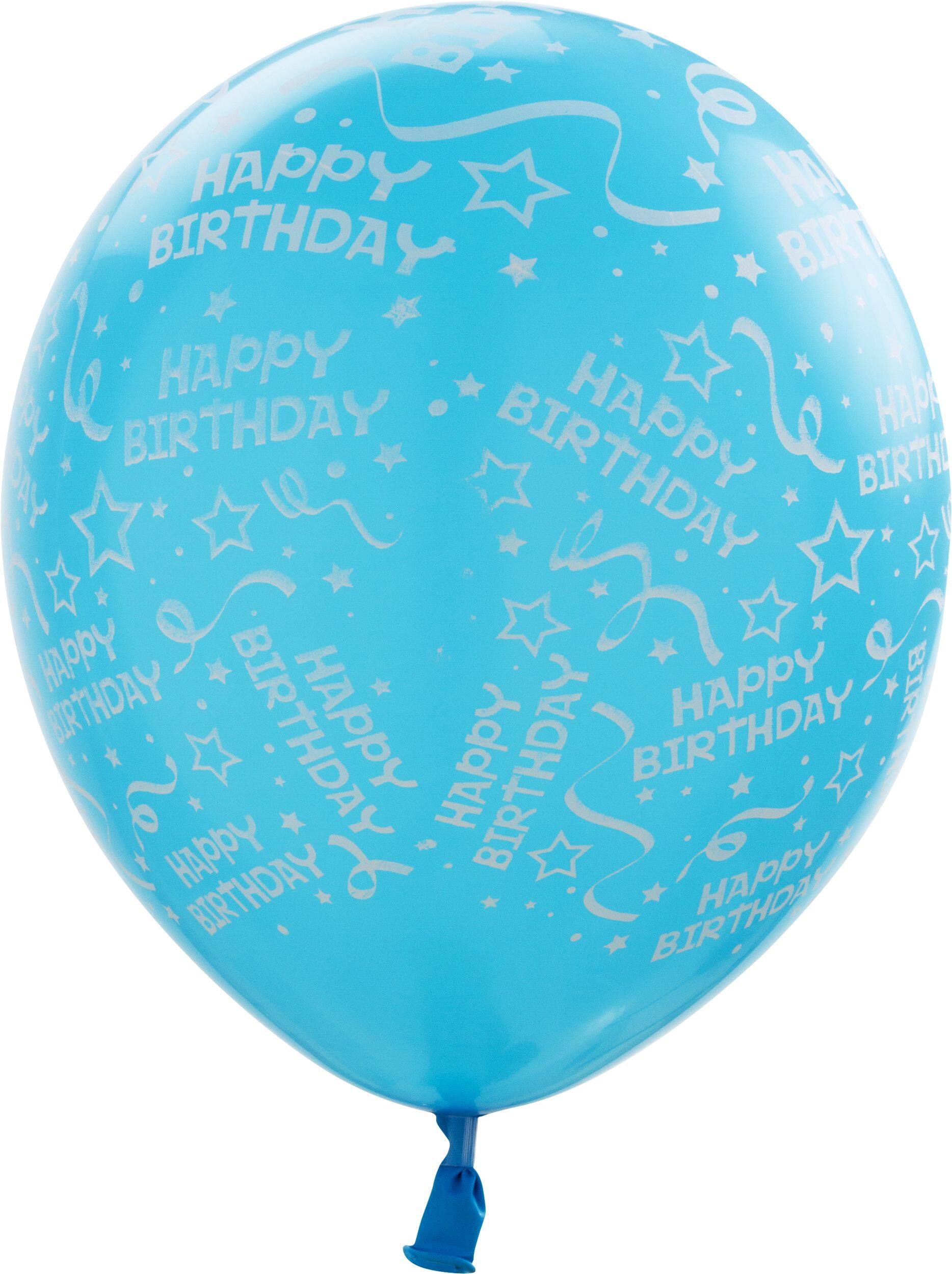 "Happy Birthday" Round Latex Balloons, Pink/Green/Blue/Yellow/Orange ...
