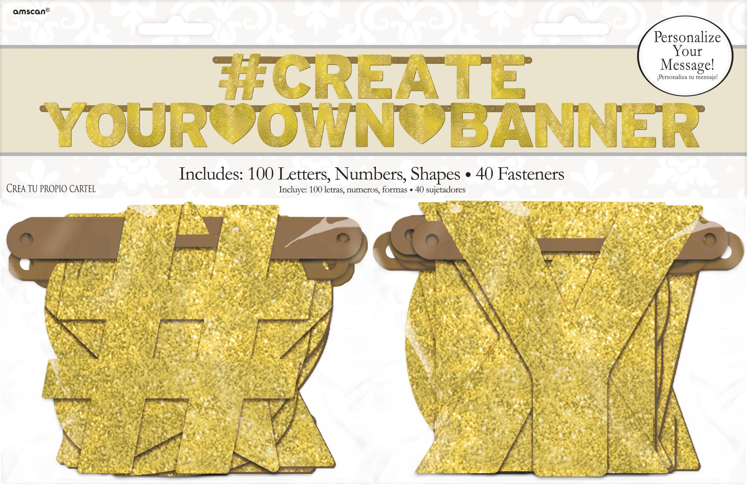 DIY Customizable Hanging Garland Banner Decoration, Gold, 4.5-in, for ...