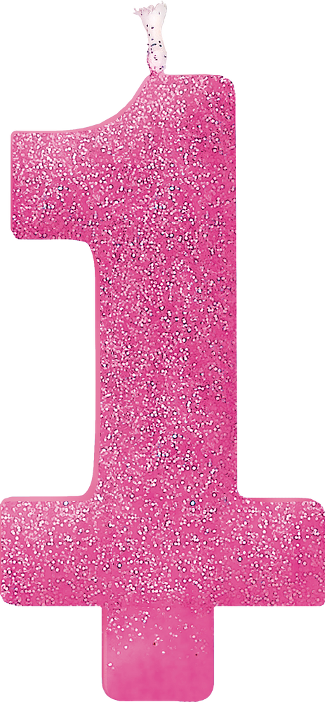 Giant Glitter Number 1 Birthday Candle, Pink | Party City