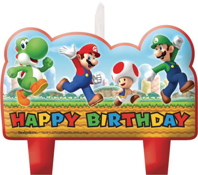 Super Mario "HAPPY BIRTHDAY!" Candles Set, 4-pk | Party City