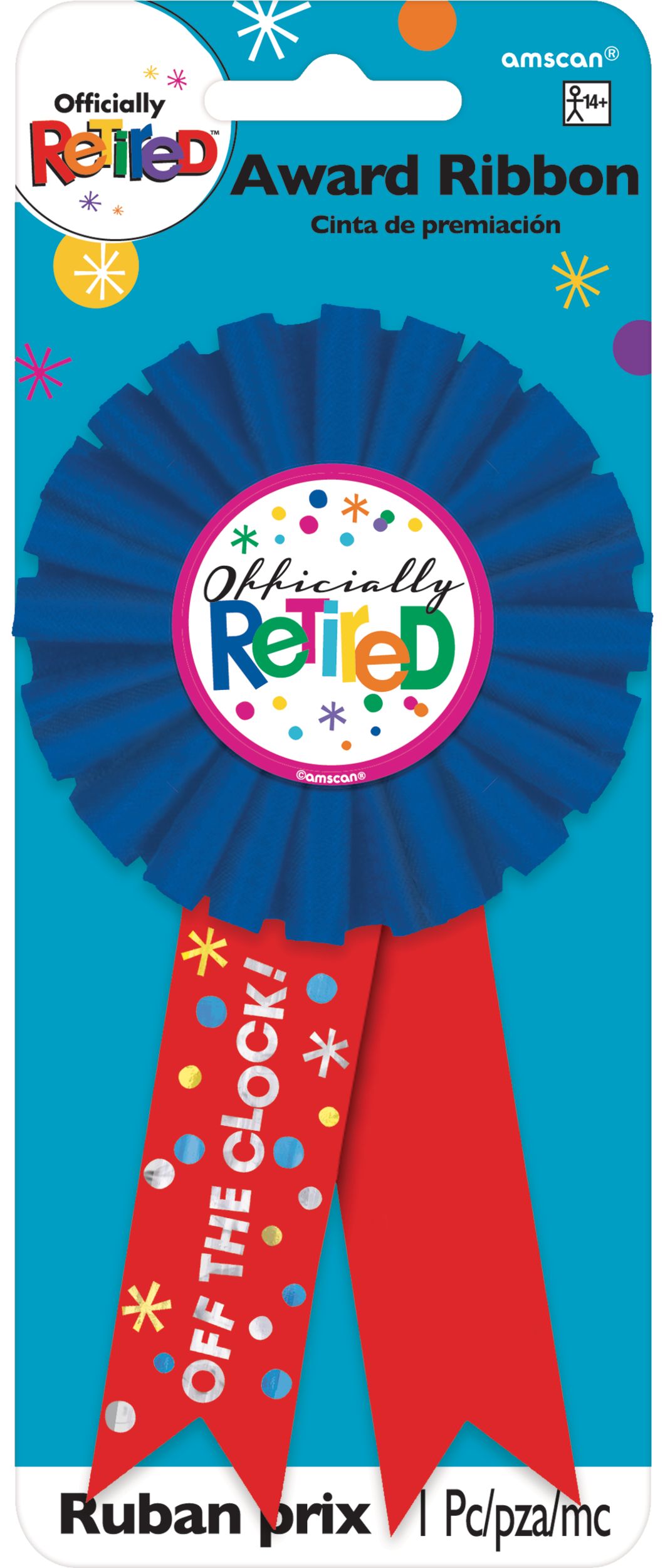Happy Retirement "Officially Retired" Award Ribbon, Red/Blue, One Size ...
