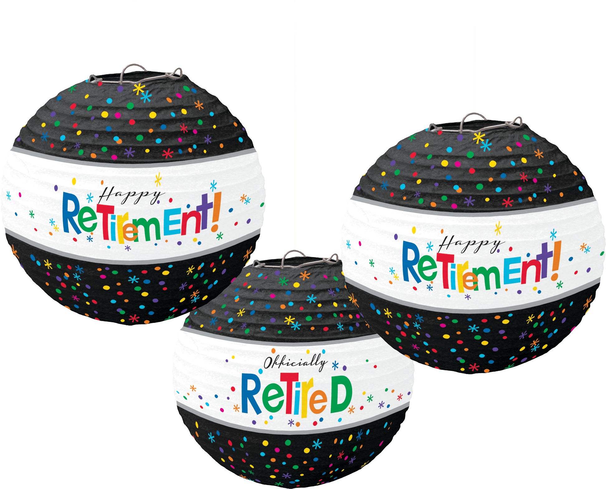 "Happy Retirement" Paper Lantern Hanging Decorations, Black/White ...