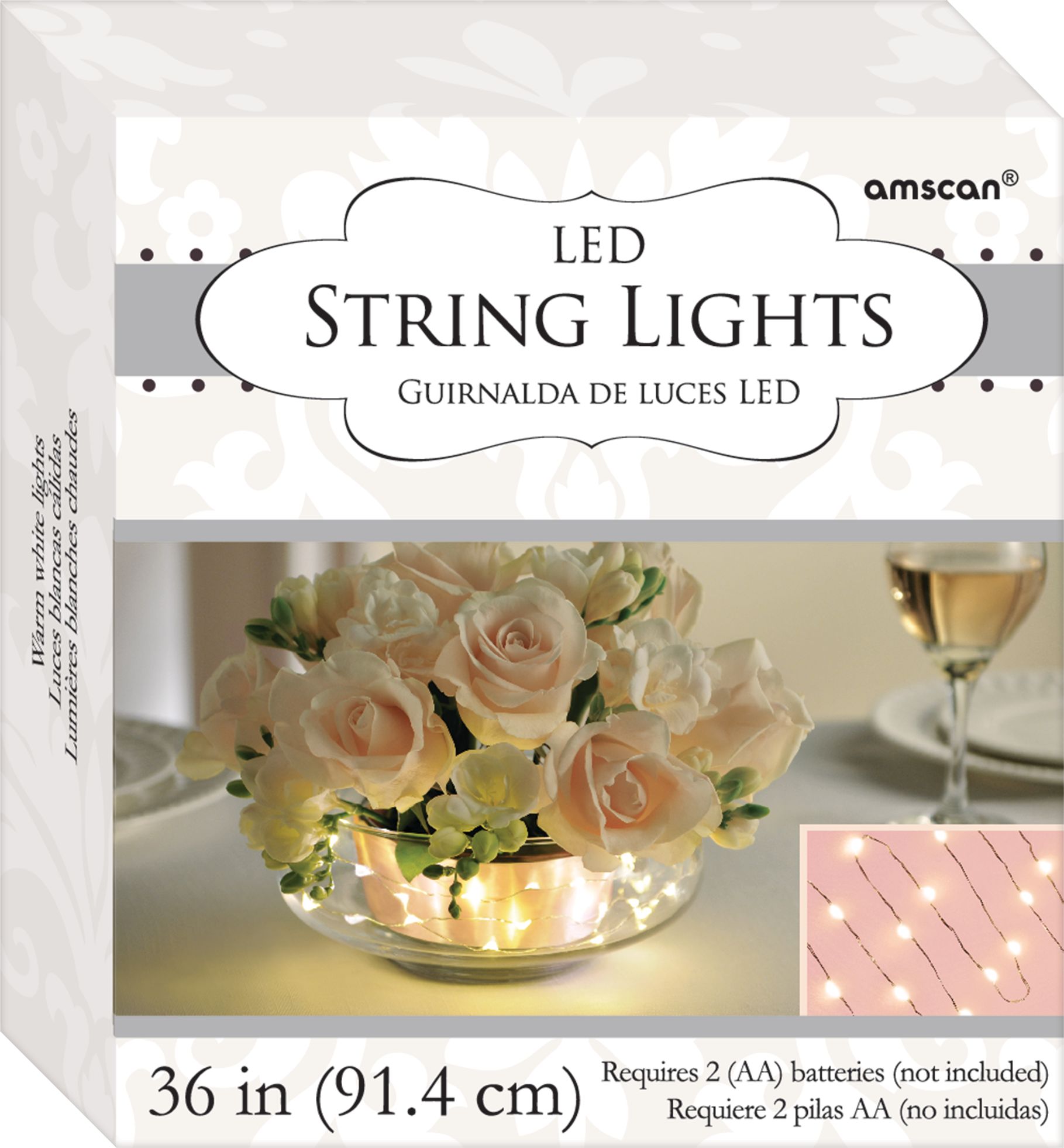 LED Light Up String Lights Hanging Decoration, White, 36-in, 18 Lights ...