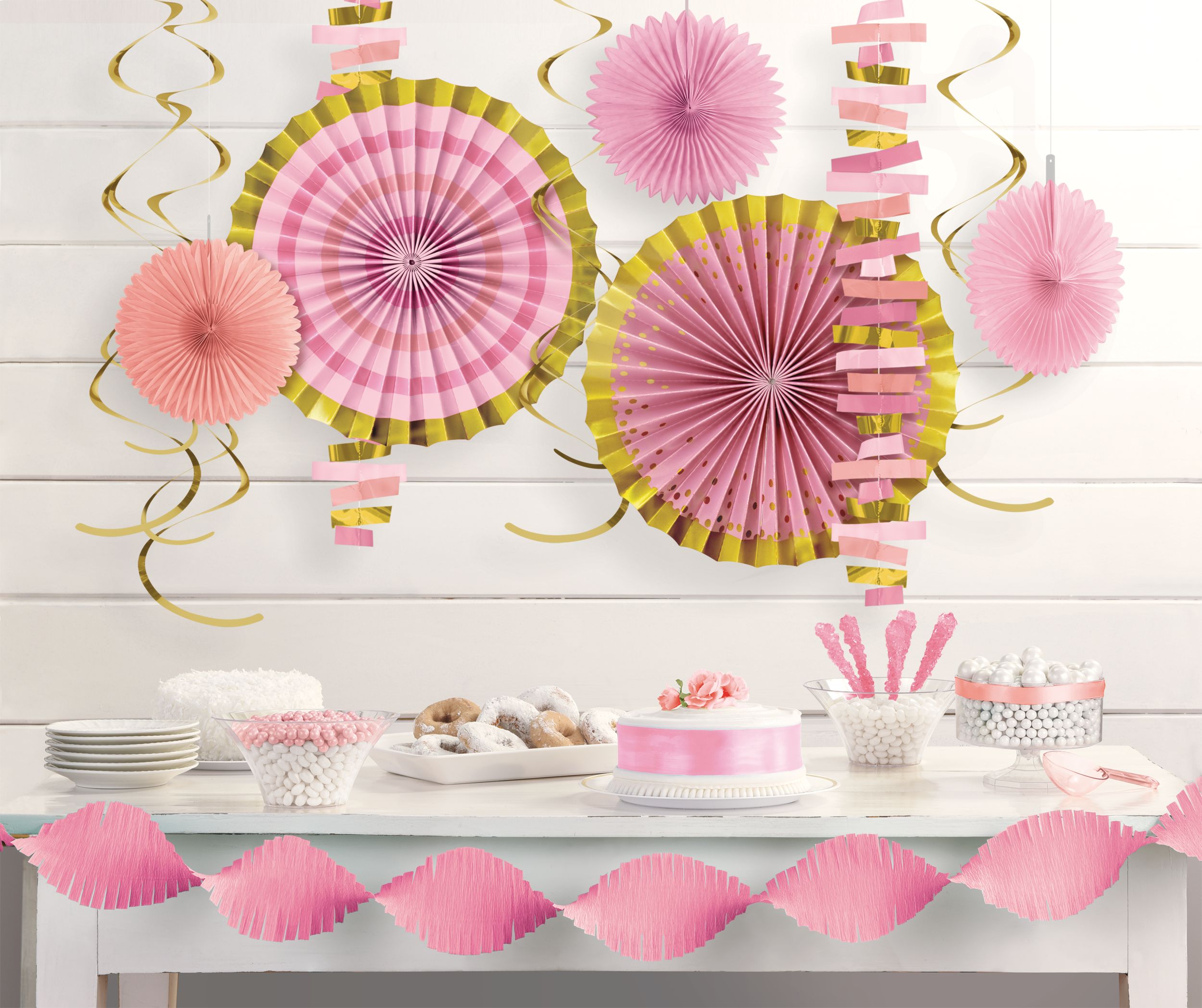 Metallic Gold Pink Room Decorating Kit | Party City