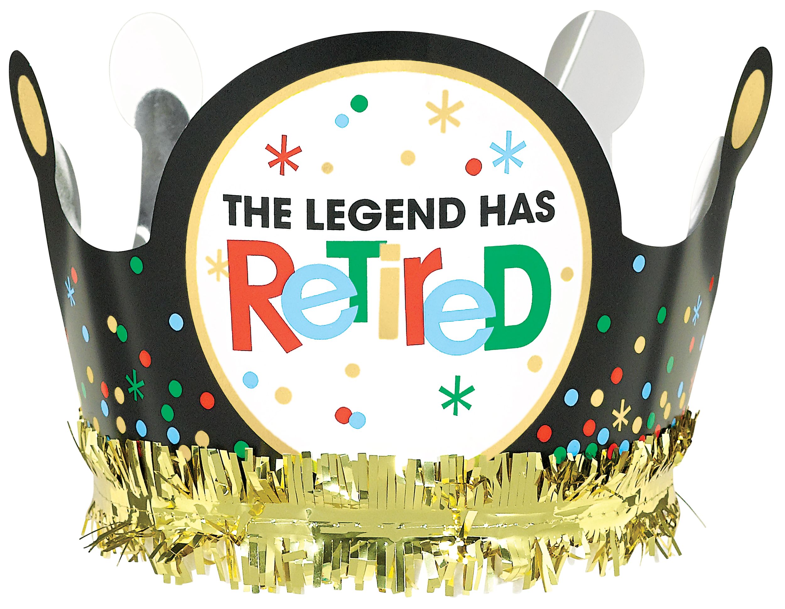 Happy Retirement "The Legend Has Retired" Crown with Gold Fringe, Black ...