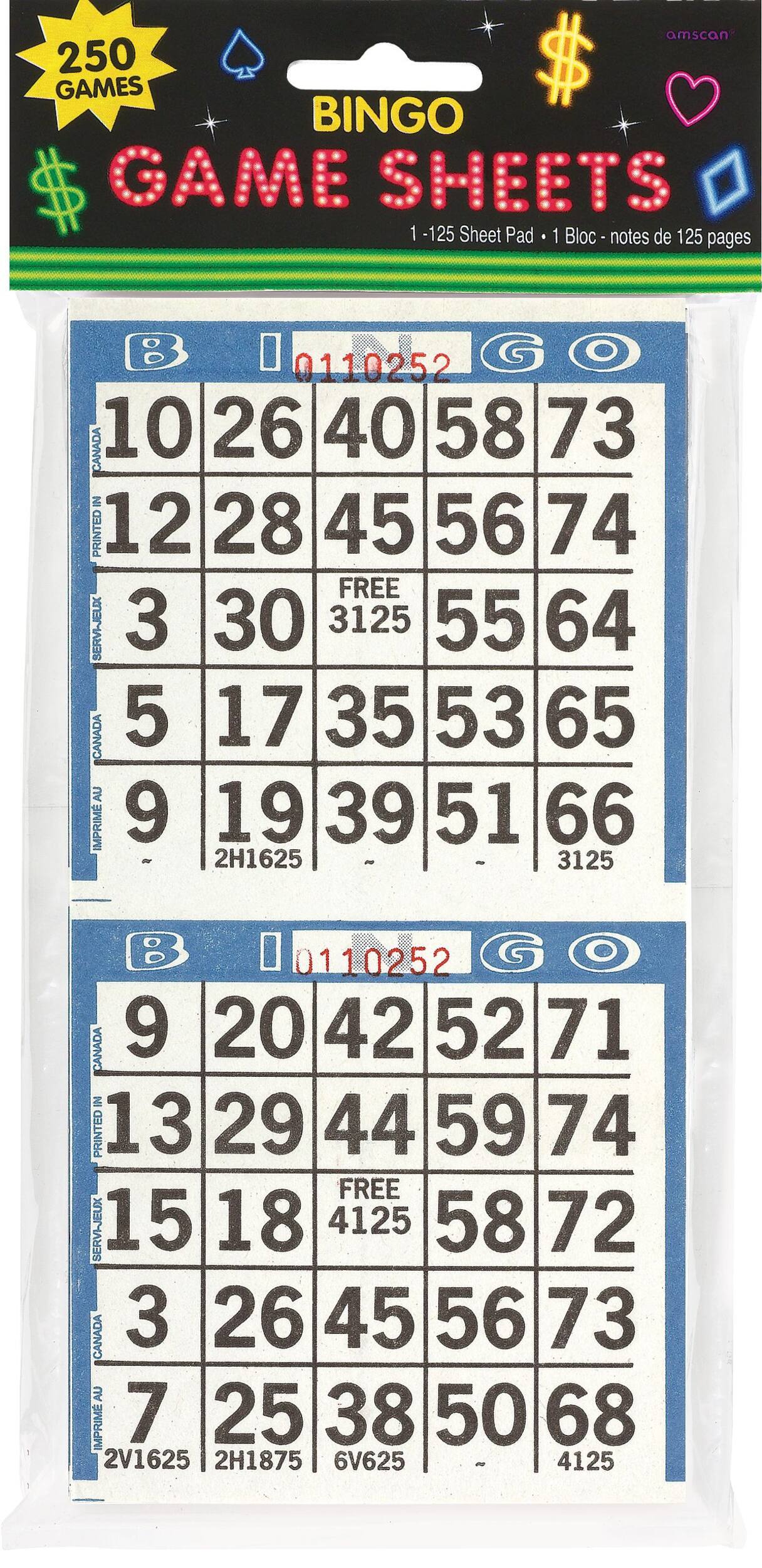 Bingo Game Sheets, Blue, 8-in, 125-pk, for Birthday Party | Party City