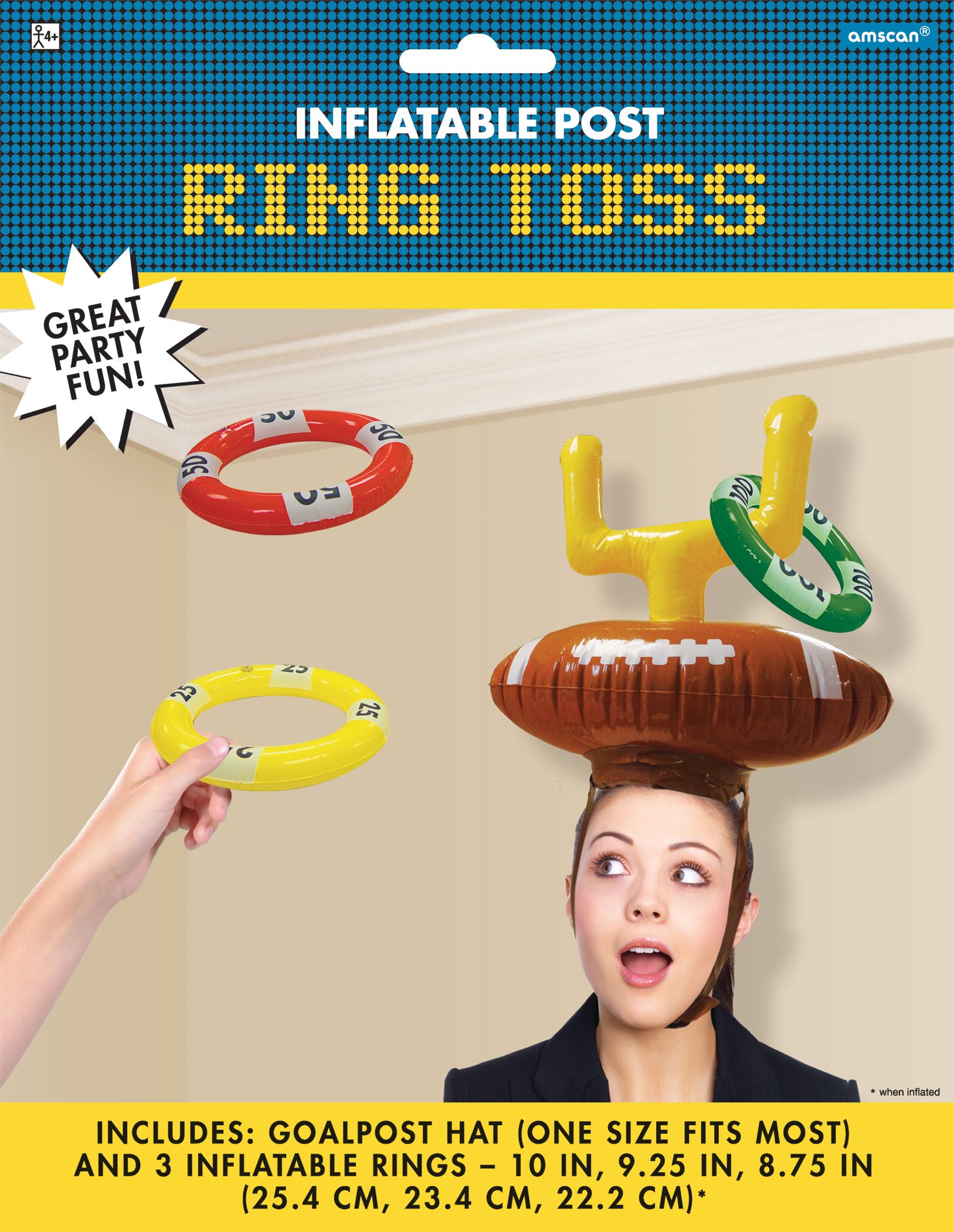 Inflatable Ring Toss Football Post Game, Brown/Yellow, 4-pk, for ...