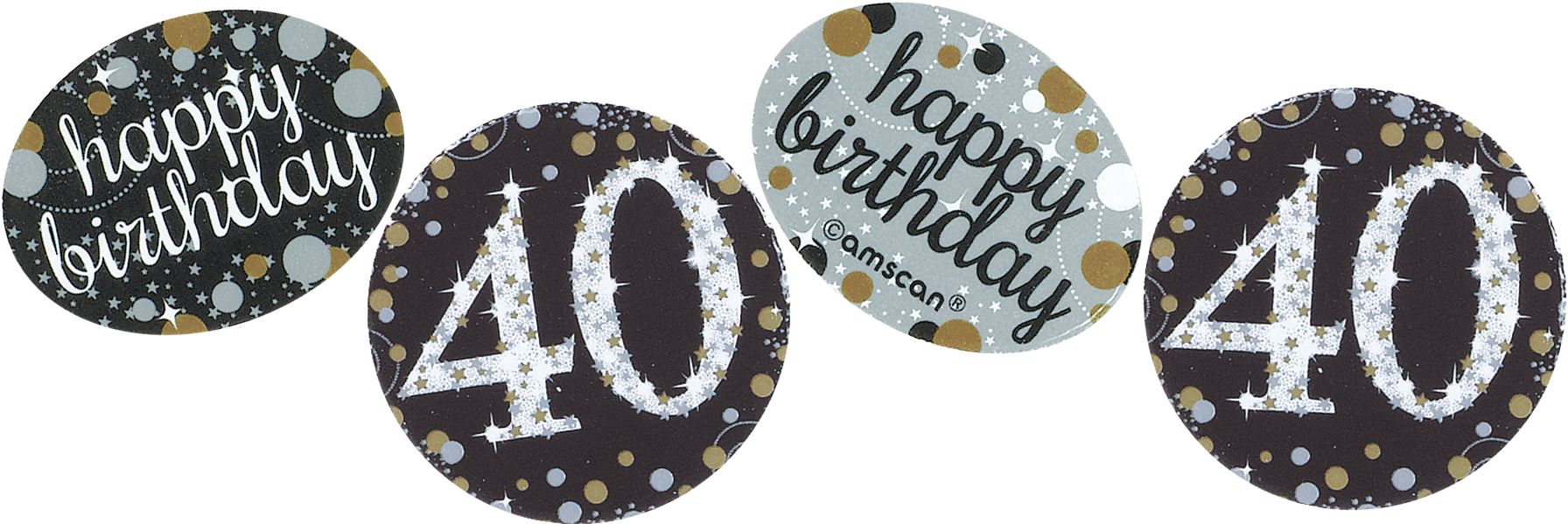 Confetti d'anniversaire étape 40e anniversaire, noir/argent/or | Party City