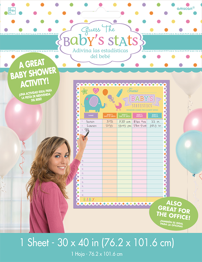 Guess the Baby Statistics Baby Shower Game Poster | Party City
