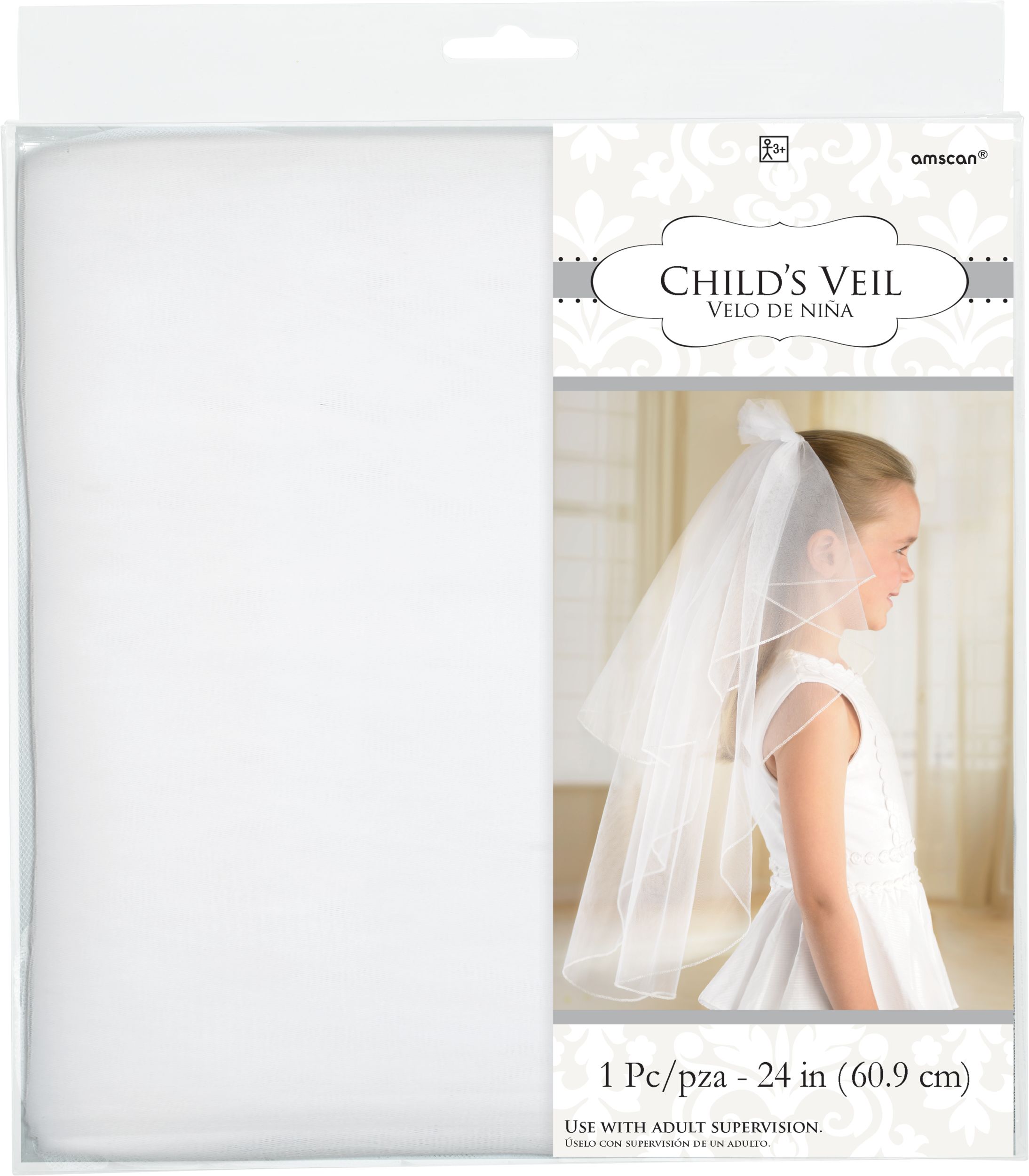 Kids' Double Layer Tulle Bridal Veil, White, One Size, Wearable ...