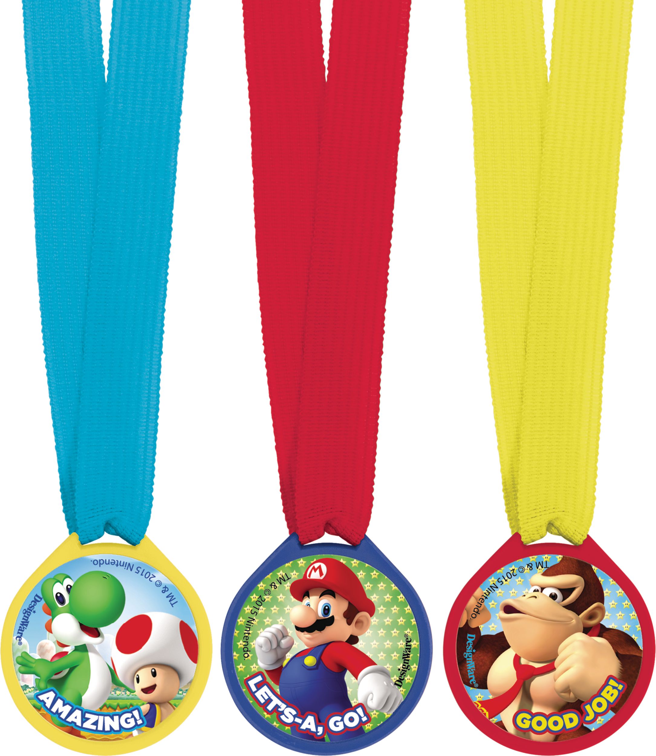 Super Mario Birthday Party Award Medals, Blue/Red/Yellow/Green, 12-pk ...