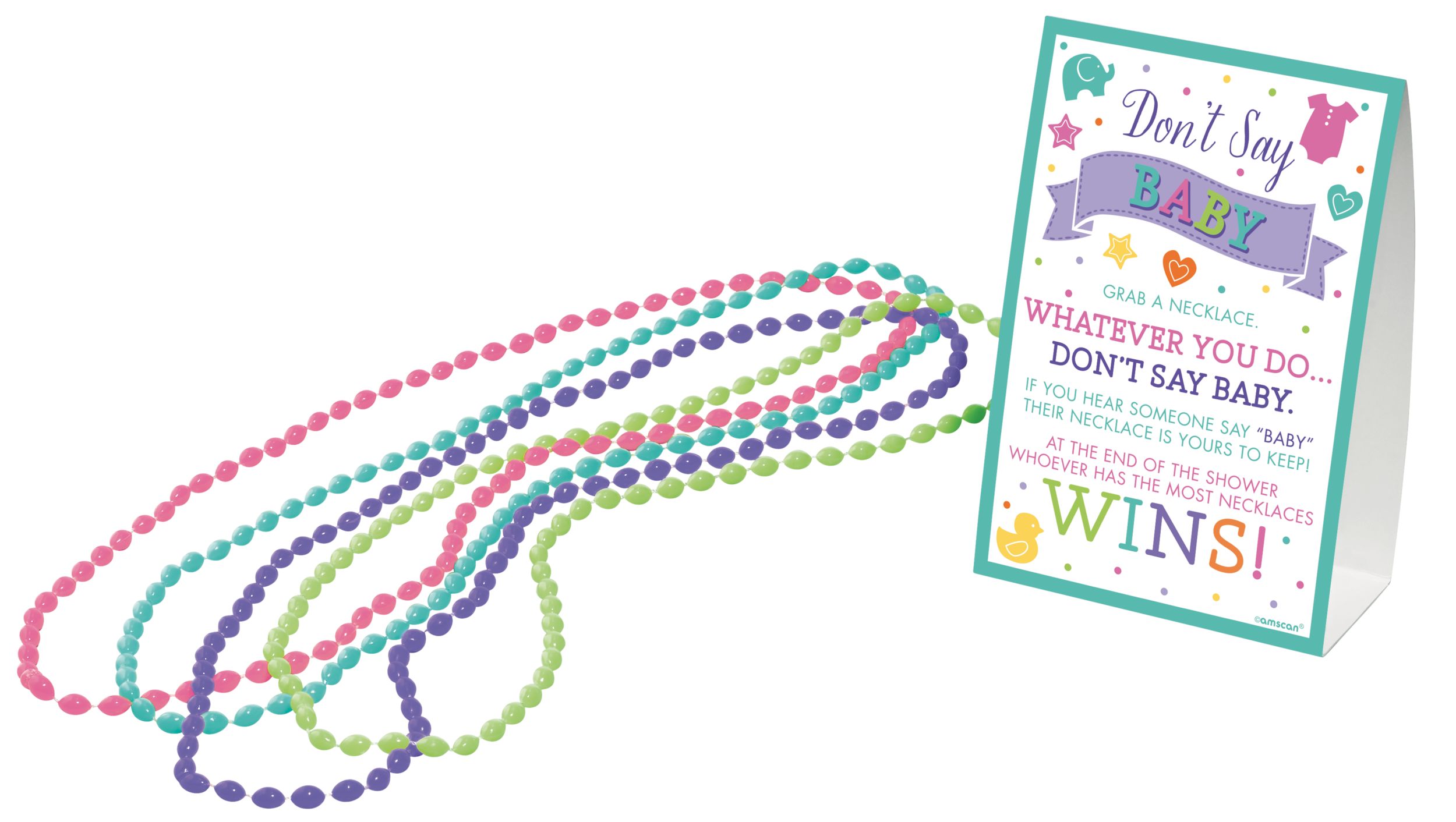 Don't Say Baby Bead Necklace Baby Shower Game | Party City