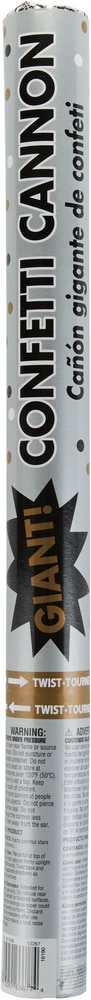 Giant Confetti Cannon, Black/Gold/Silver | Party City