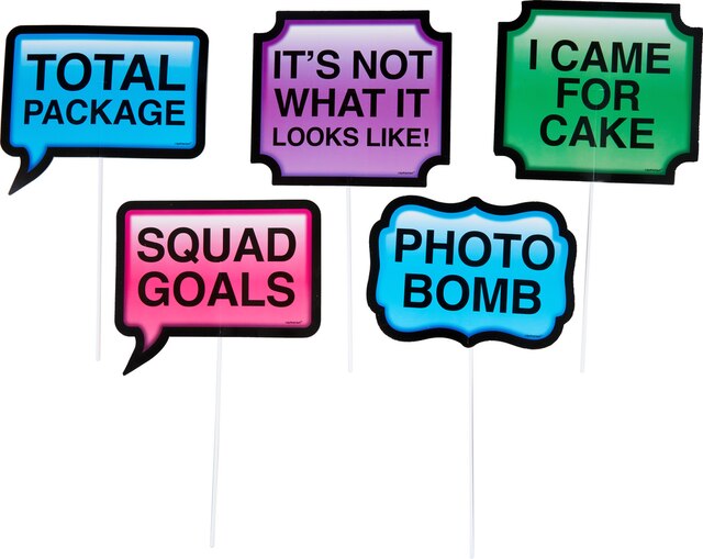 Trendy Phrases Photo Booth Props, 13-pc | Party City