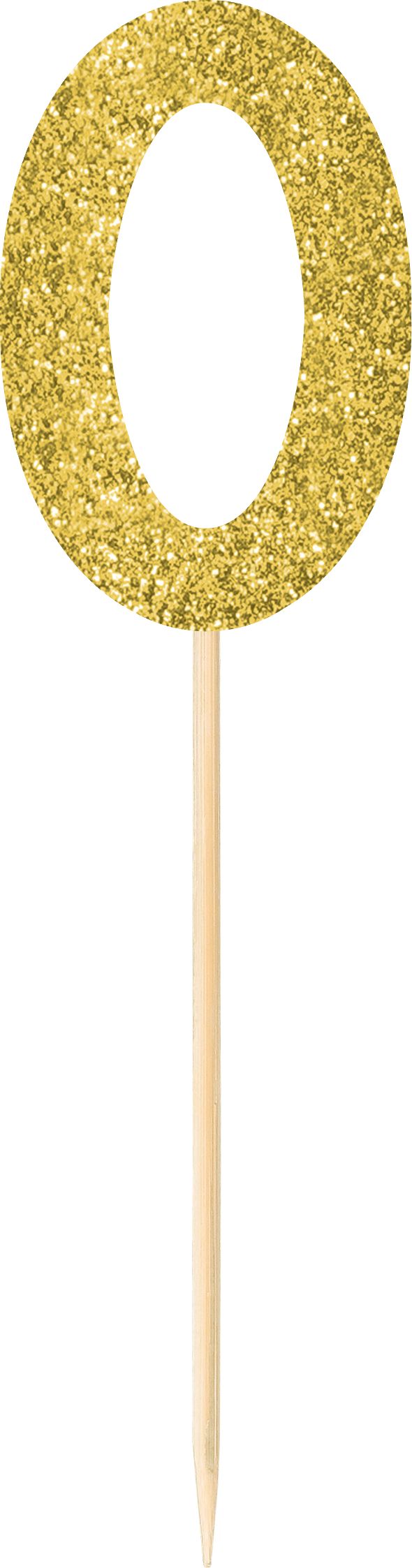 Glitter Number 0 Pick Signs, Gold, 7.5-in, 4-pk, for Birthday ...