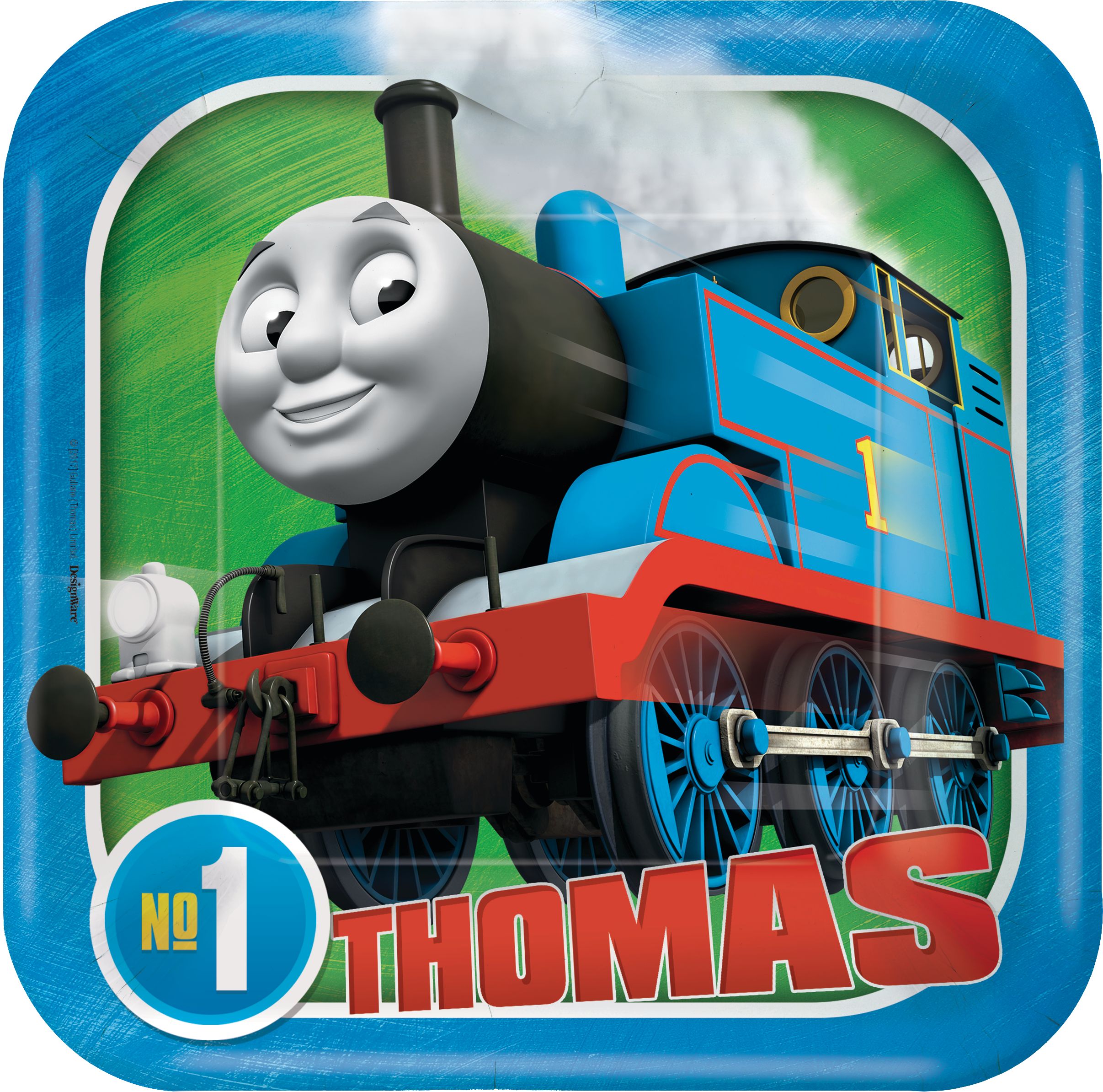 Thomas & Friends Square Paper Disposable Dessert Plates, Blue/Red, 7-in ...