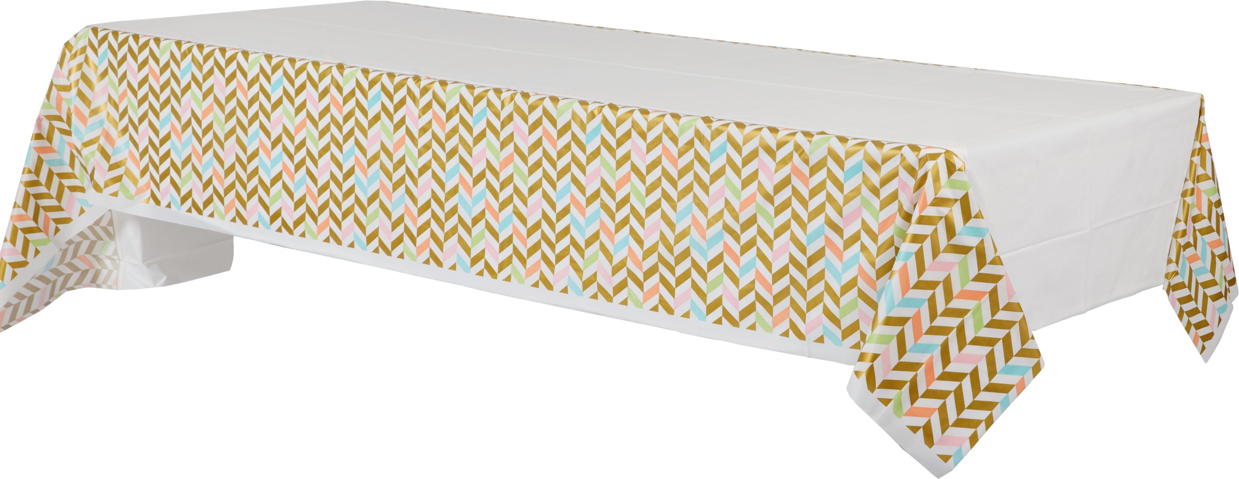 Pastel & Gold Herringbone Table Cover | Party City