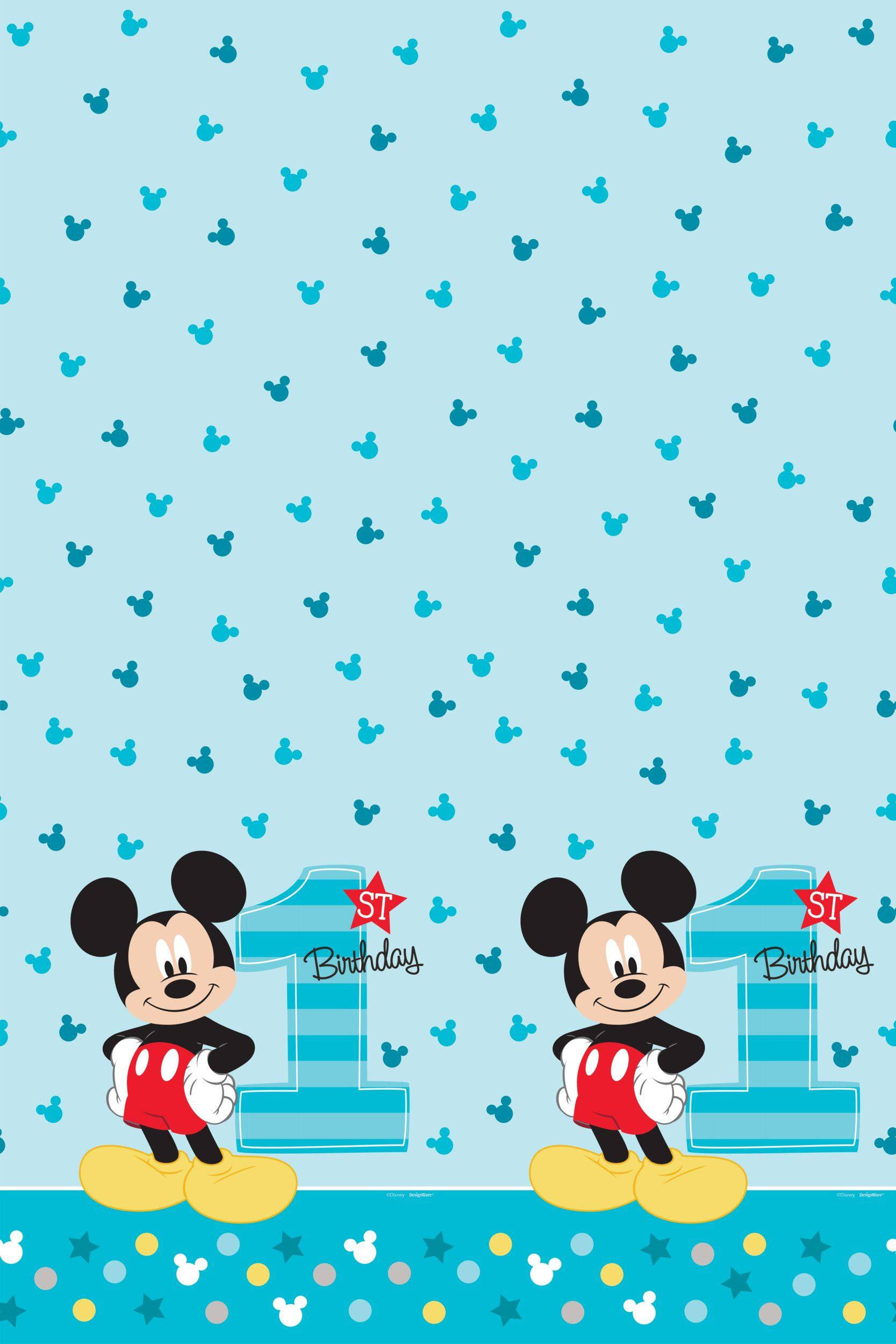 Disney Mickey Mouse Milestone 1st Birthday Plastic Table Cover, 54-in x ...